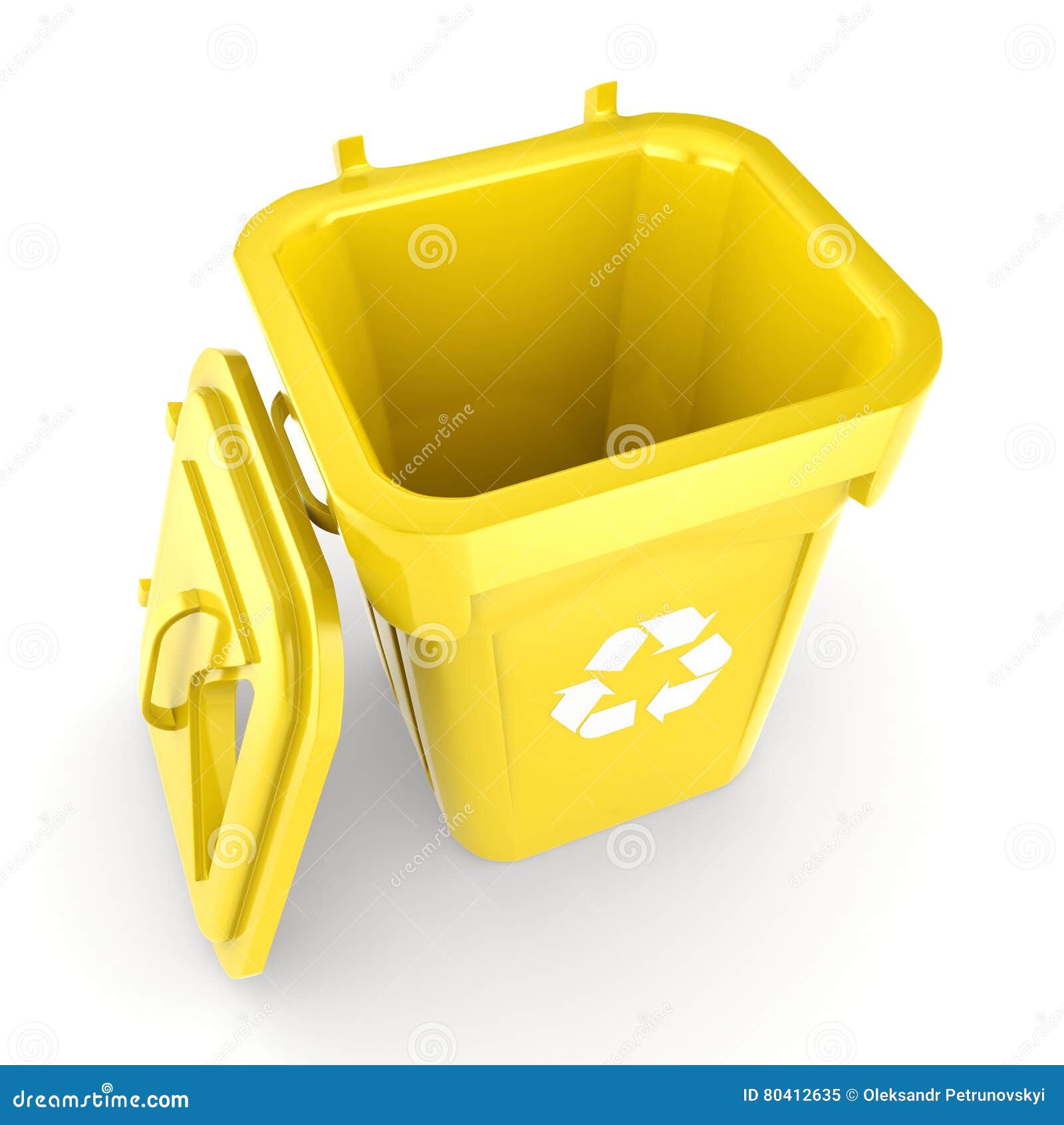 3D Rendering Yellow Recycling Bin Stock Illustration - Illustration of ...