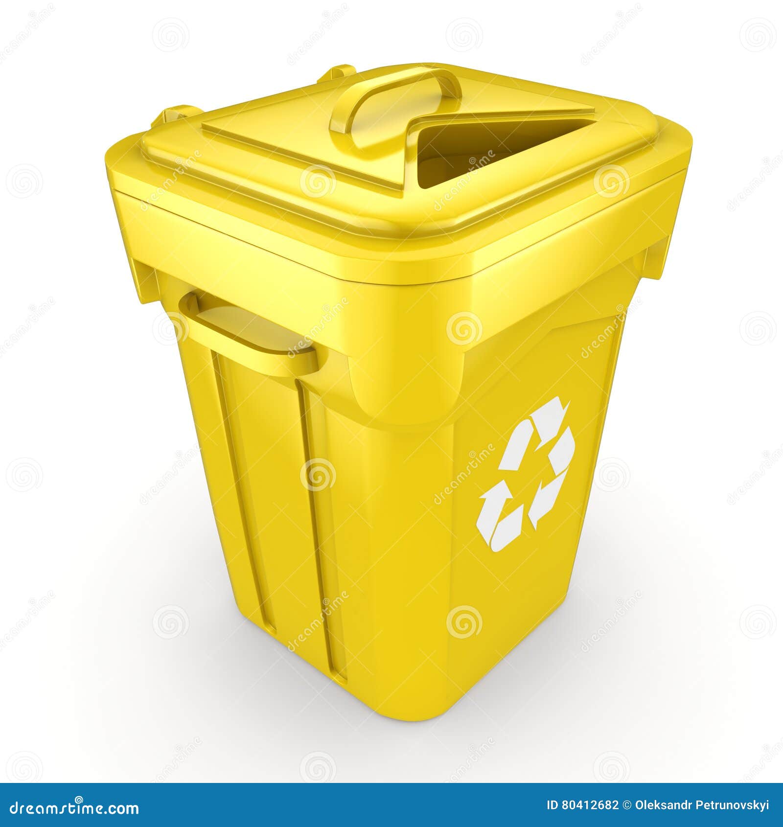 3D Rendering Yellow Recycling Bin Stock Illustration - Illustration of ...