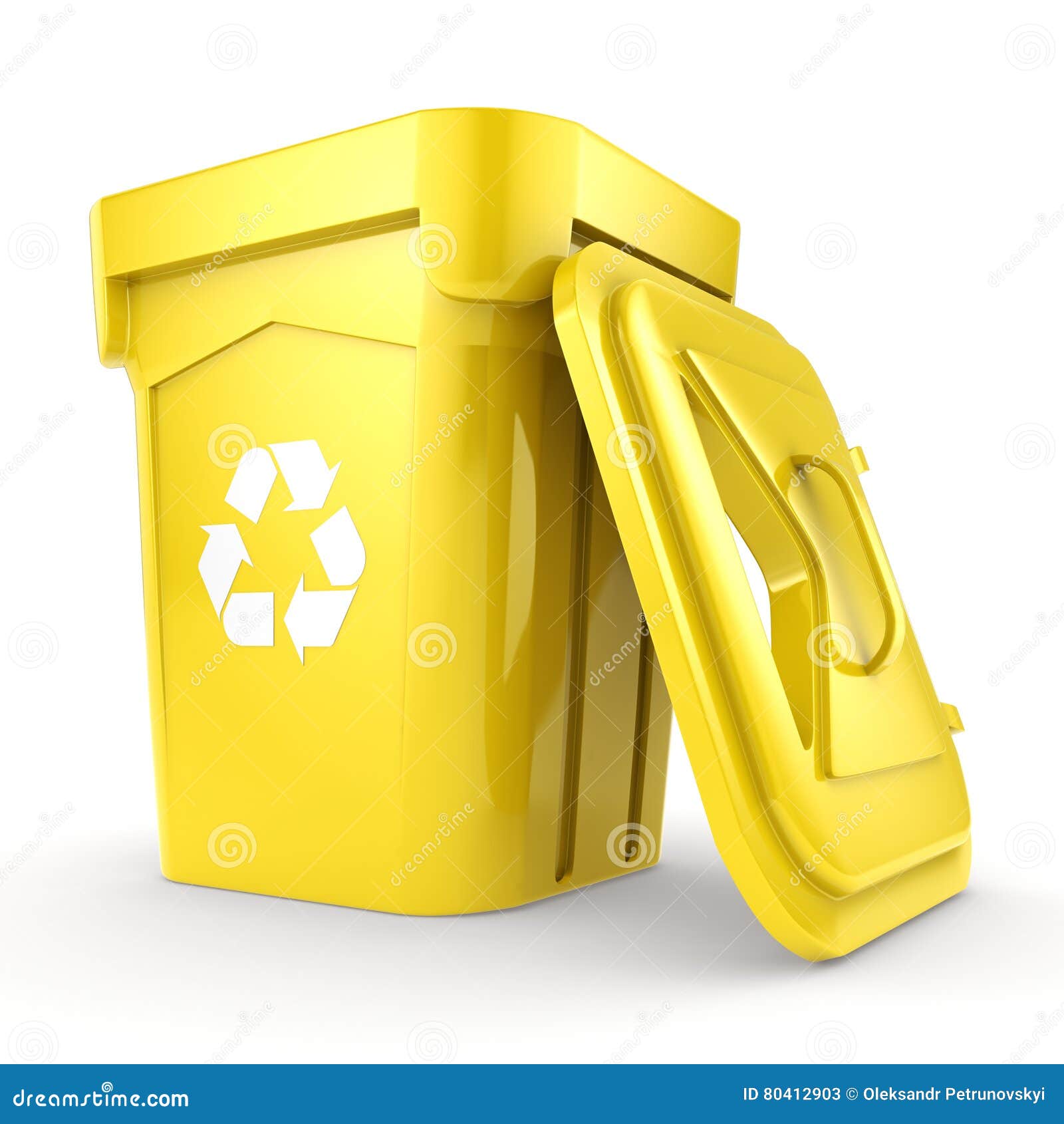 3D Rendering Yellow Recycling Bin Stock Illustration - Illustration of ...