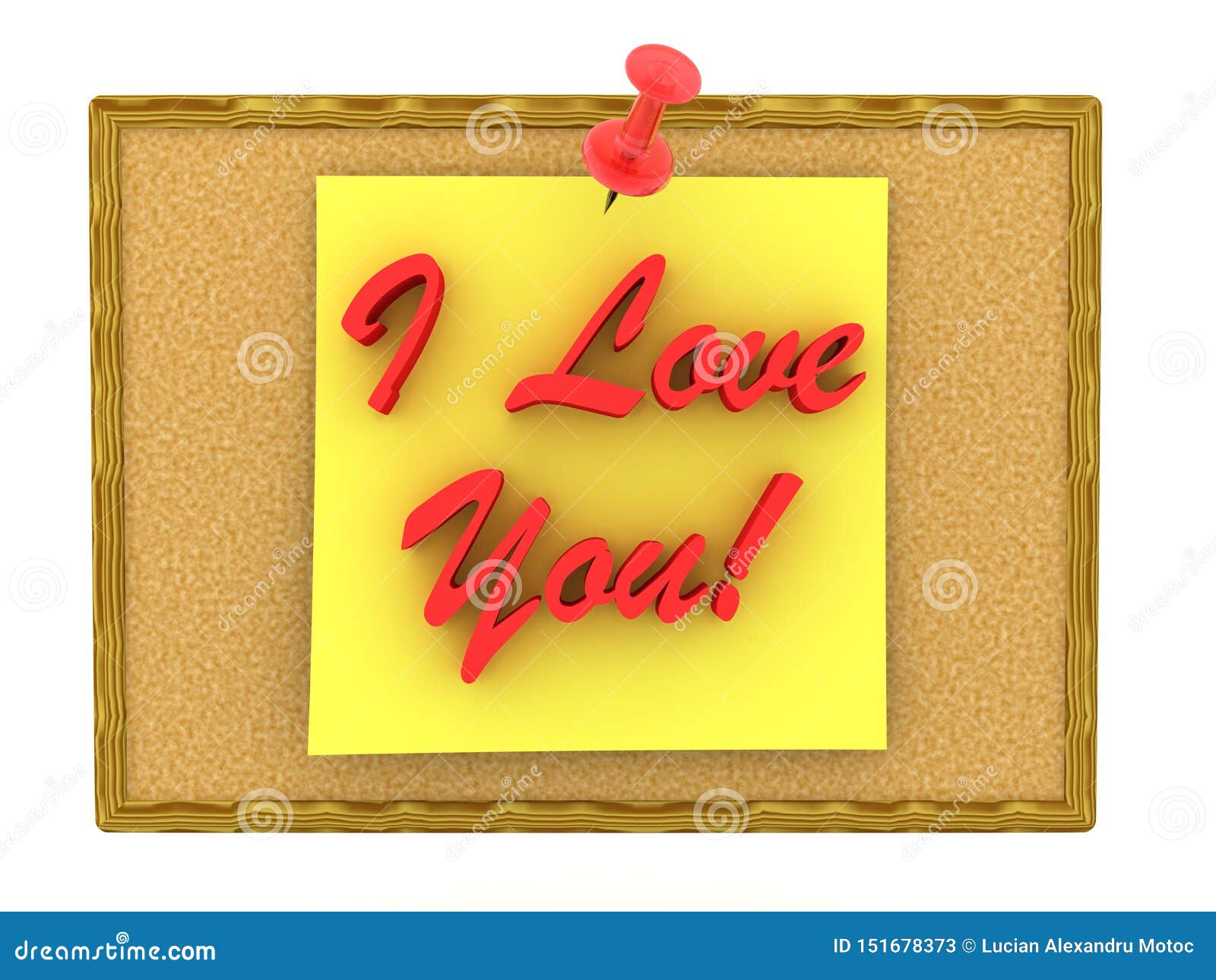 3D Rendering of Yellow Sticky Note Saying I Love You Stock Illustration ...