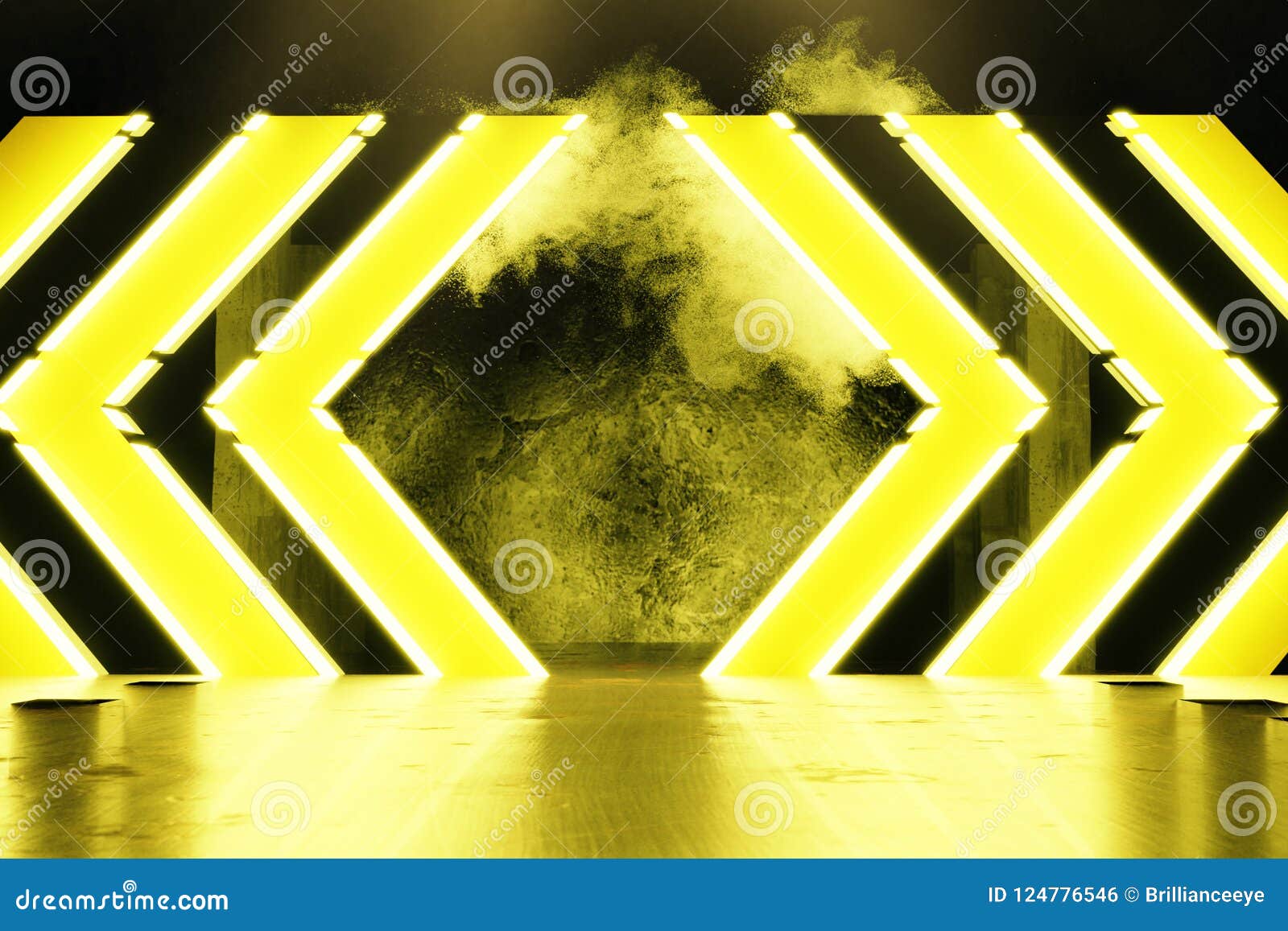 3d Rendering of Yellow Warning Hazard Shape in Front of Grunge W Stock ...
