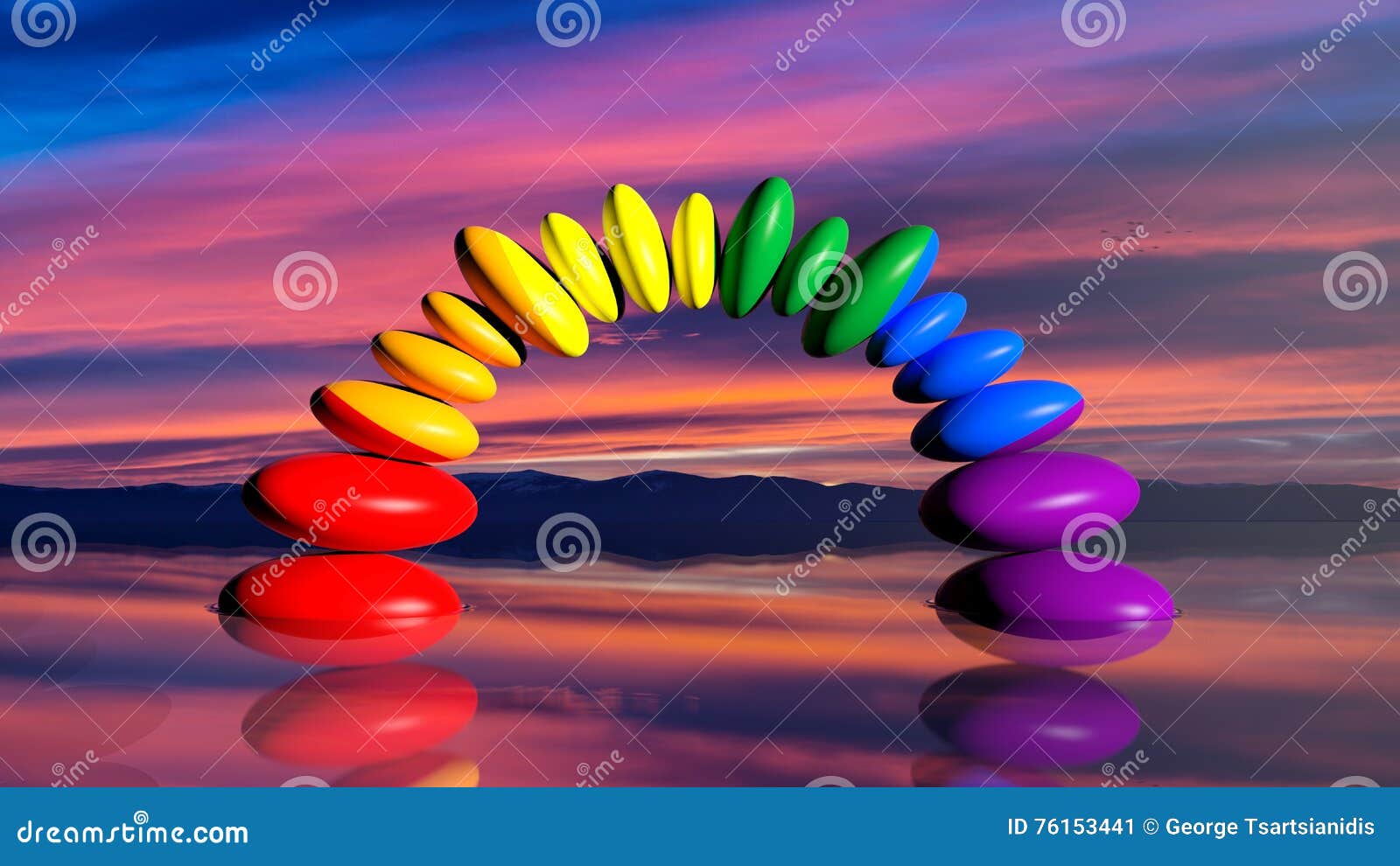 3d Rendering Zen Stones in Rainbow Colors Stock Illustration ...