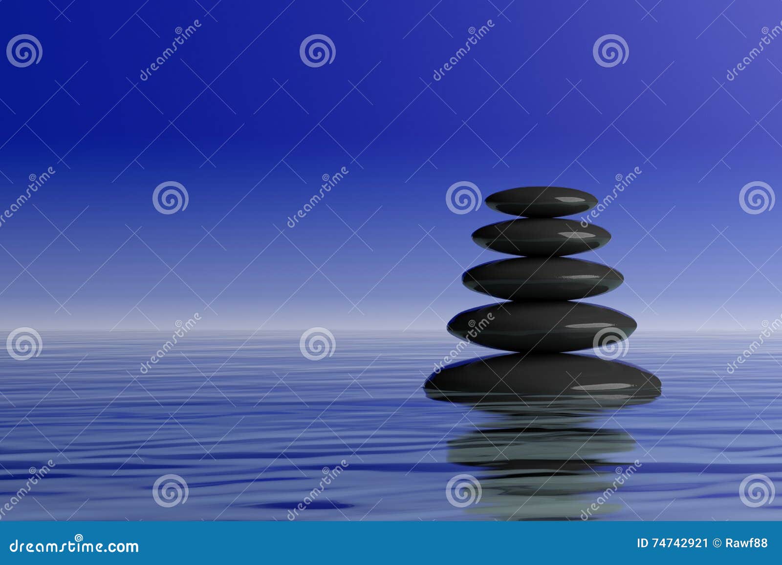 3d Rendering Zen Stones Stack in Water Stock Illustration ...