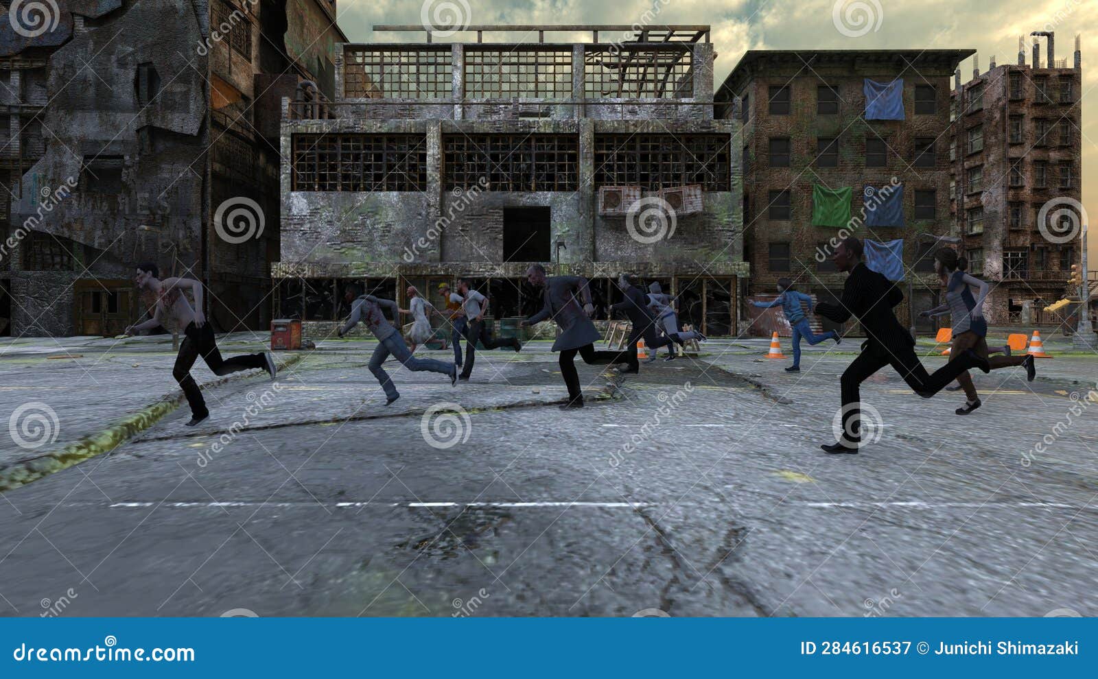 3D Rendering of the Zombies Town Stock Illustration - Illustration of ...