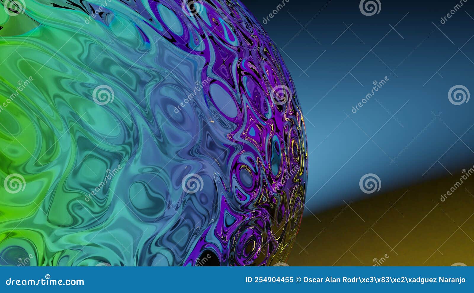 3D Renderings. 3D High Quality Render. Giant Glass Orb with Blue Light ...