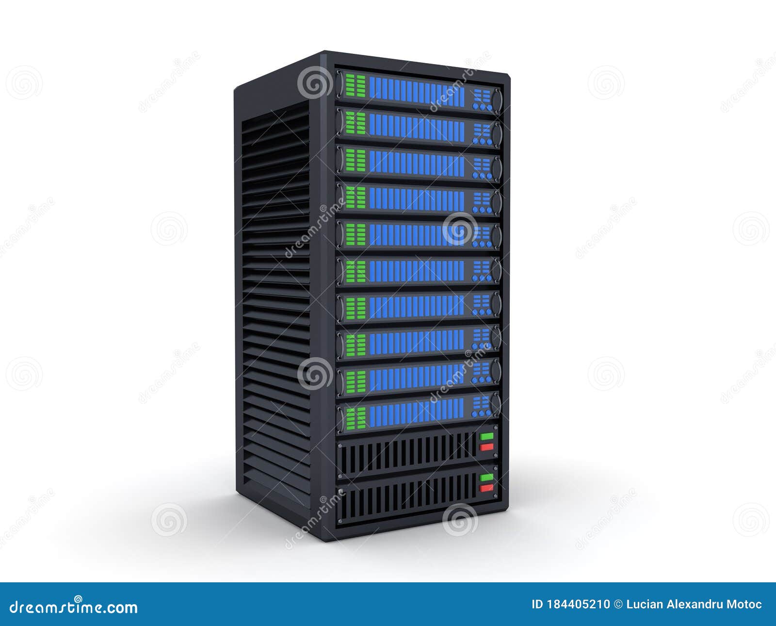 3d Renderização Do Rack De Servidor Ilustração Stock - Ilustração de ...