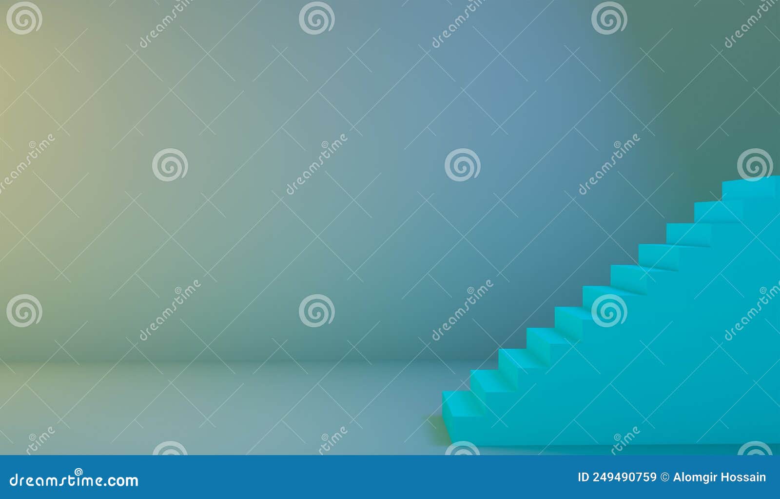 3d Renderizar Escadas De Cor Azul Bondi Sobre Fundo Colorido Ilustração ...