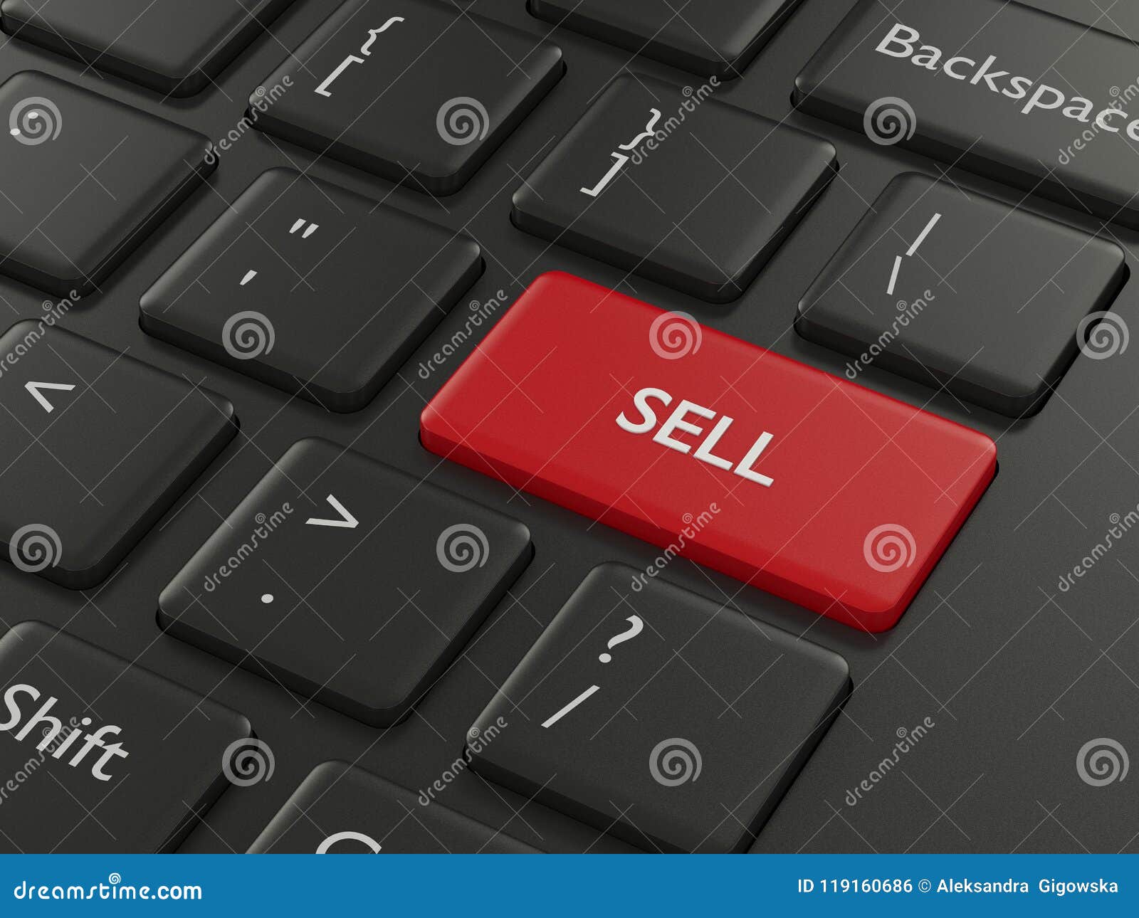 3d Renderof Computer Keyboard with Sell Button Stock Illustration ...