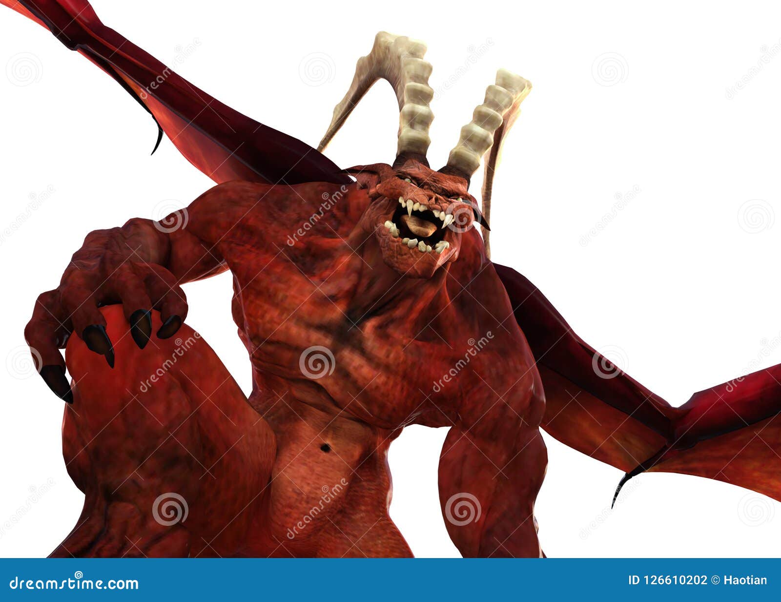 3D Rendono Di Un Demone Rosso Terrificante Illustrazione di Stock ...