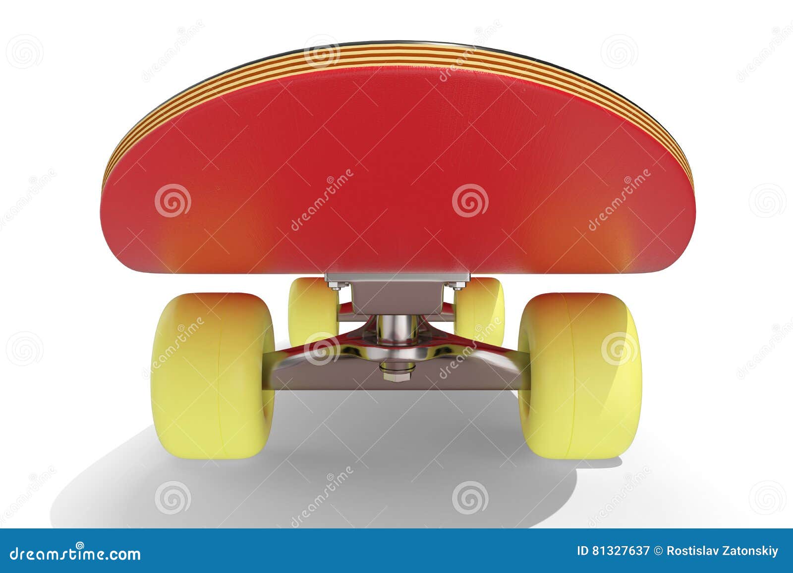 3d Rendring Red Skateboard Isolated on White Background, Front View ...