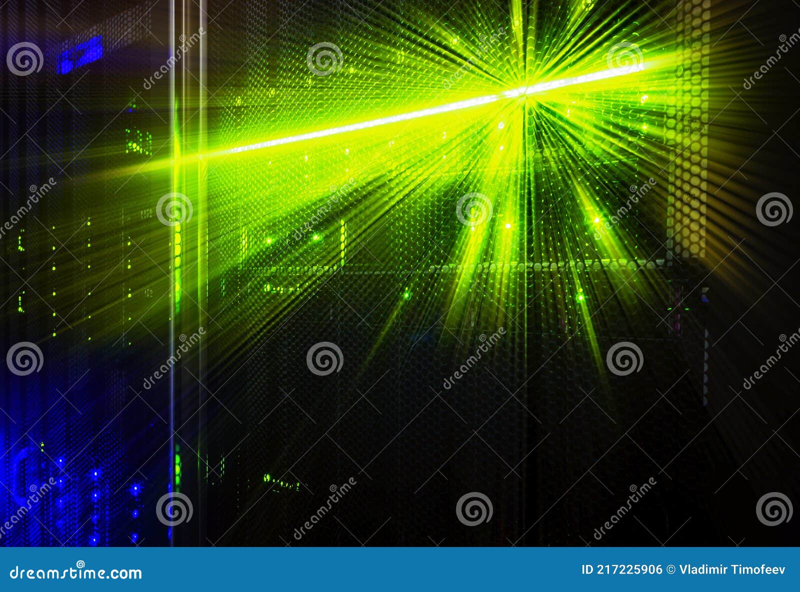 3d Renering Rack with Blade Behind Bars Mainframe in the Data Center ...