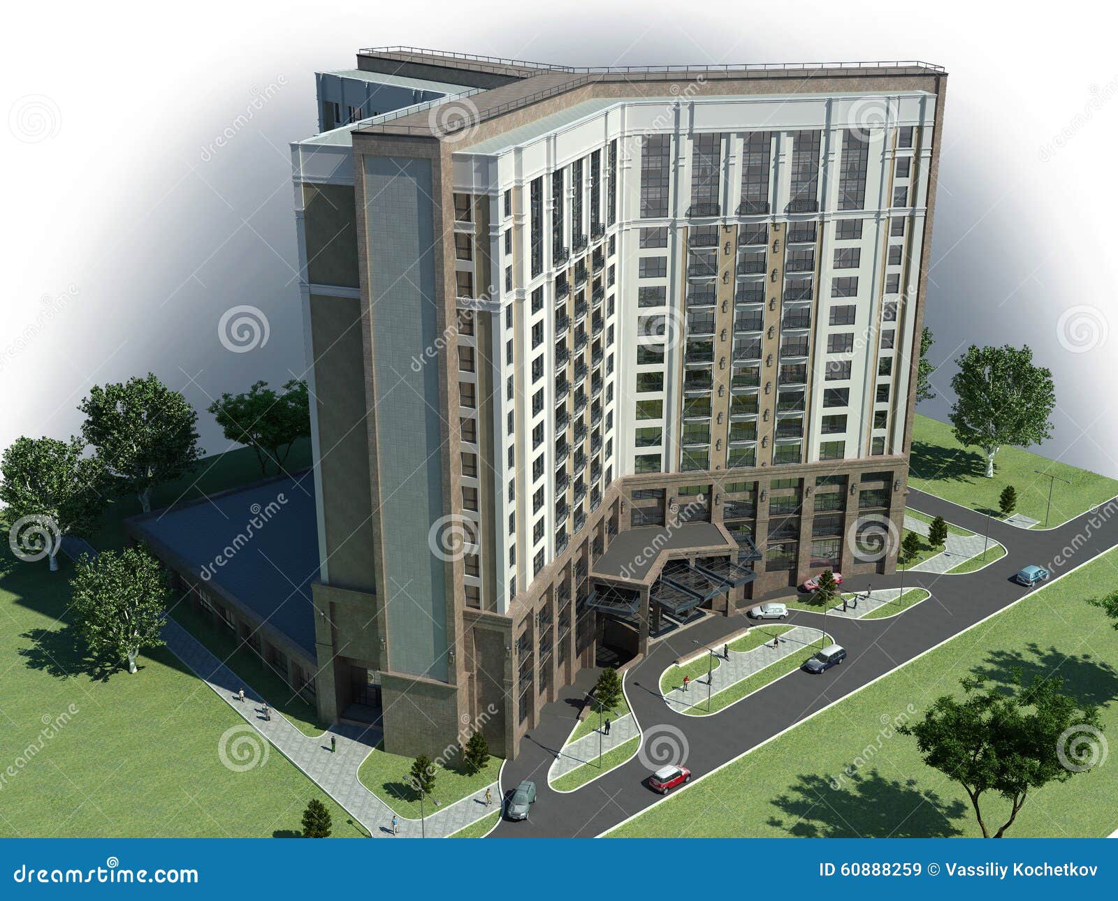 3d Renndering Hotel Project 18 Floors Stock Illustration - Illustration ...