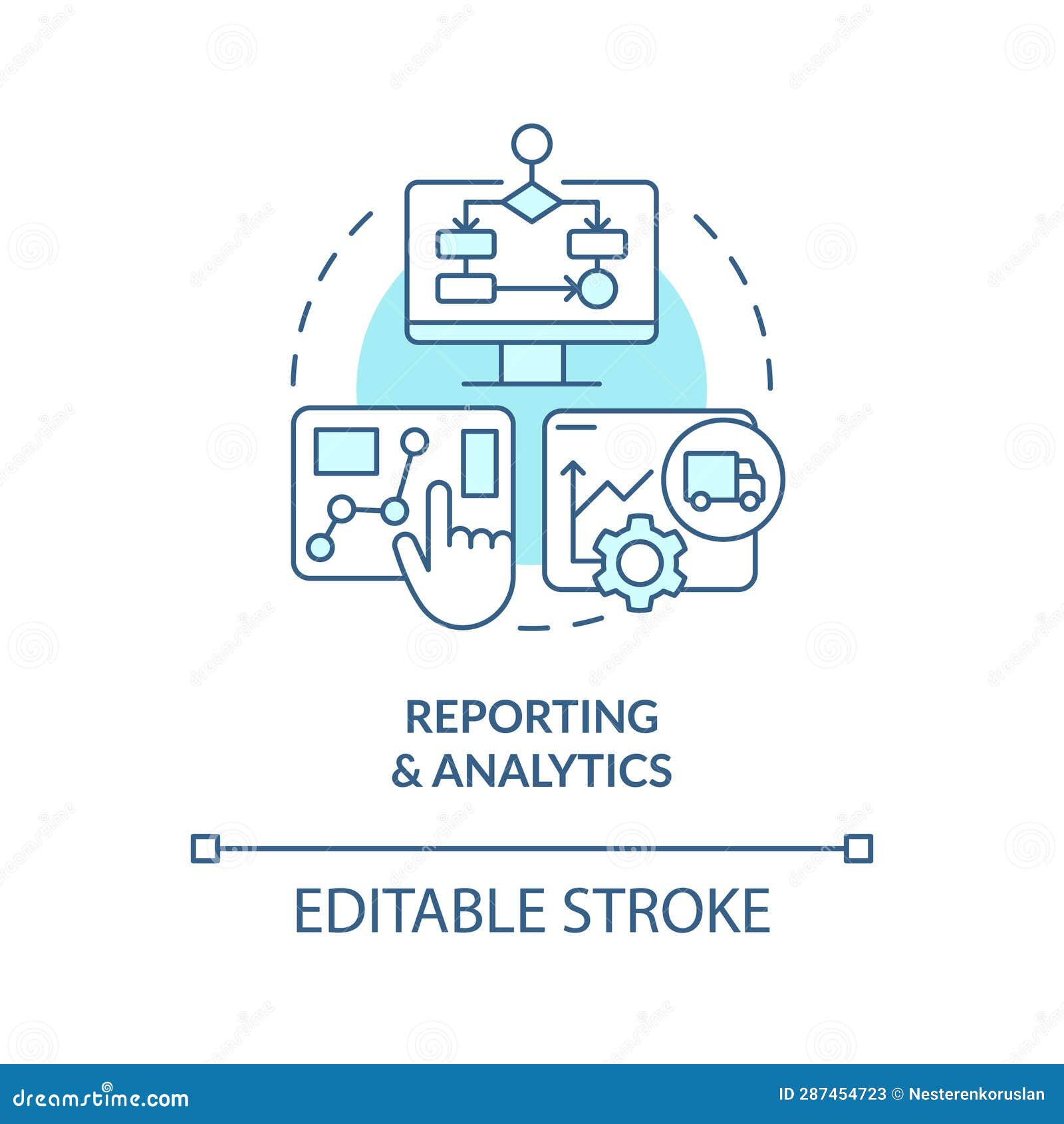 2D Reporting and Analytics Blue Icon Concept Stock Illustration ...