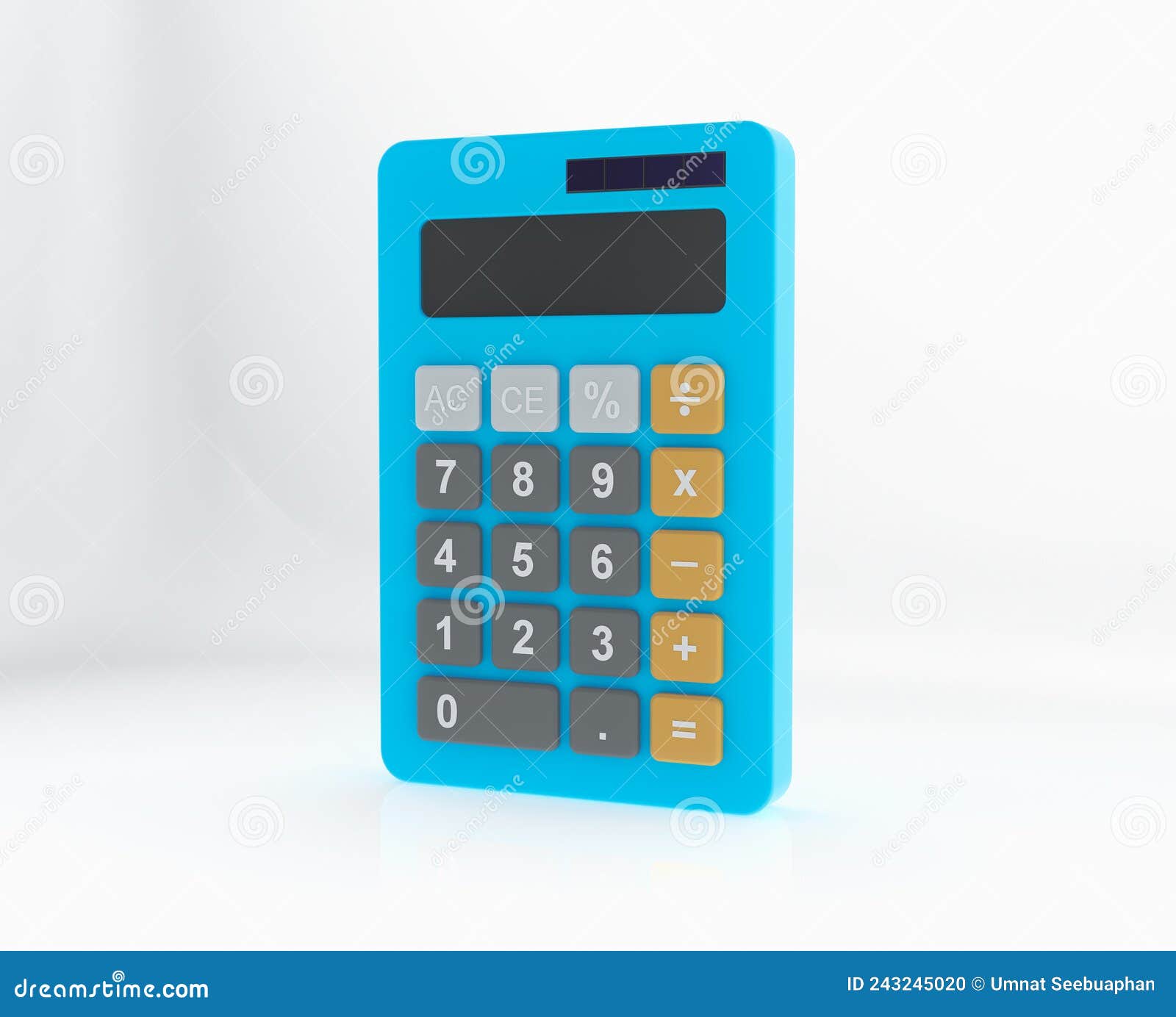 3d Representation of a Blue Calculator with Grey and Orange Buttons on ...