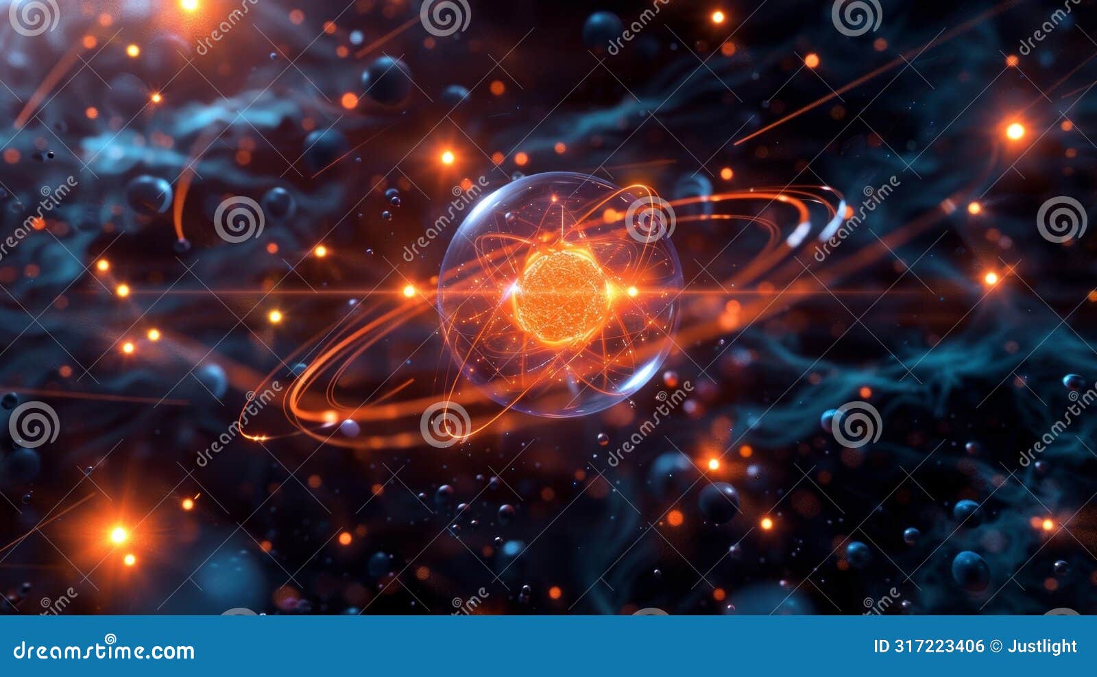 A 3D Representation of Electron Clouds in a Layered Formation Around an ...