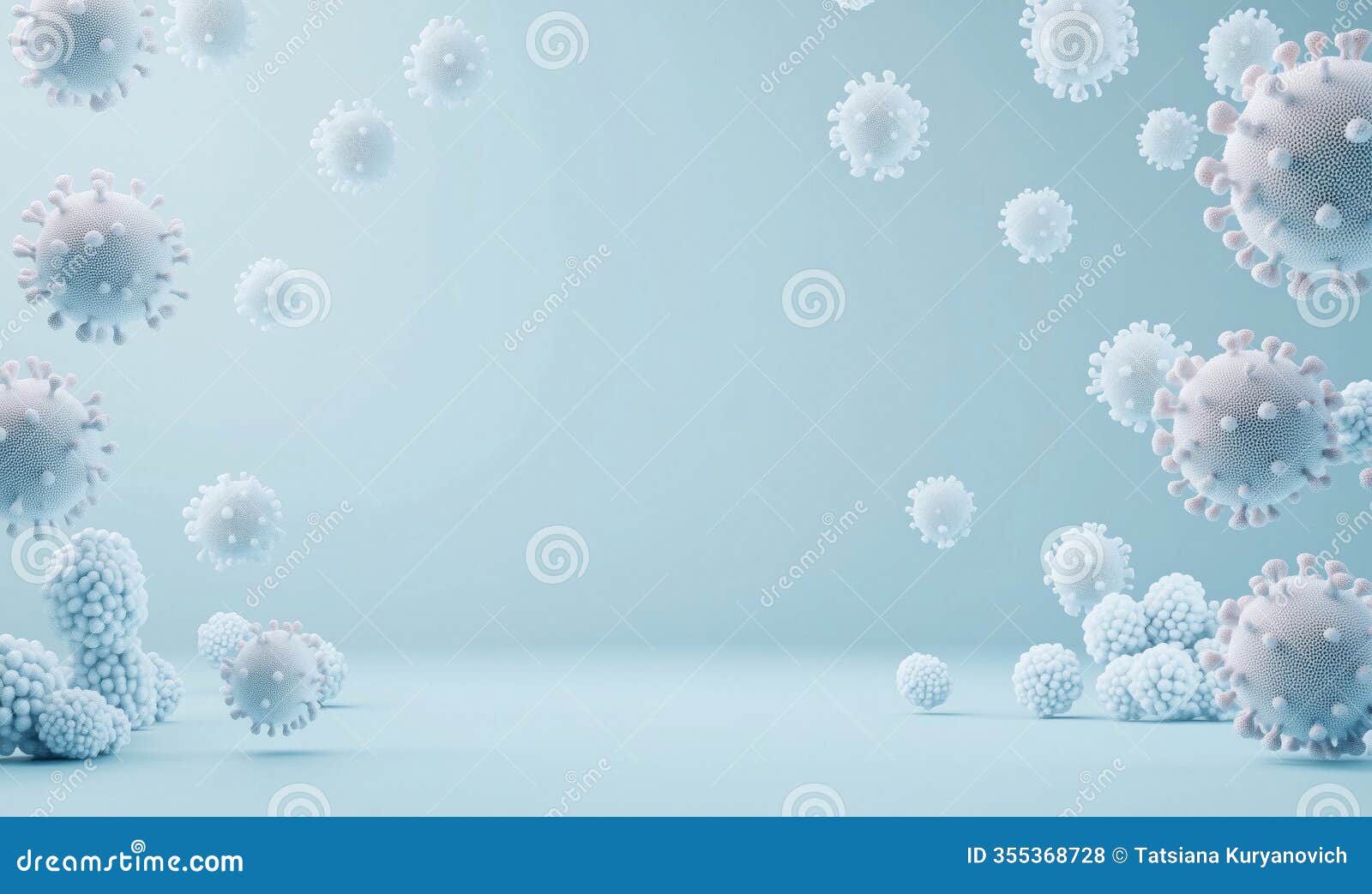 3D Representation of Viruses Floating in a Light Blue Environment ...