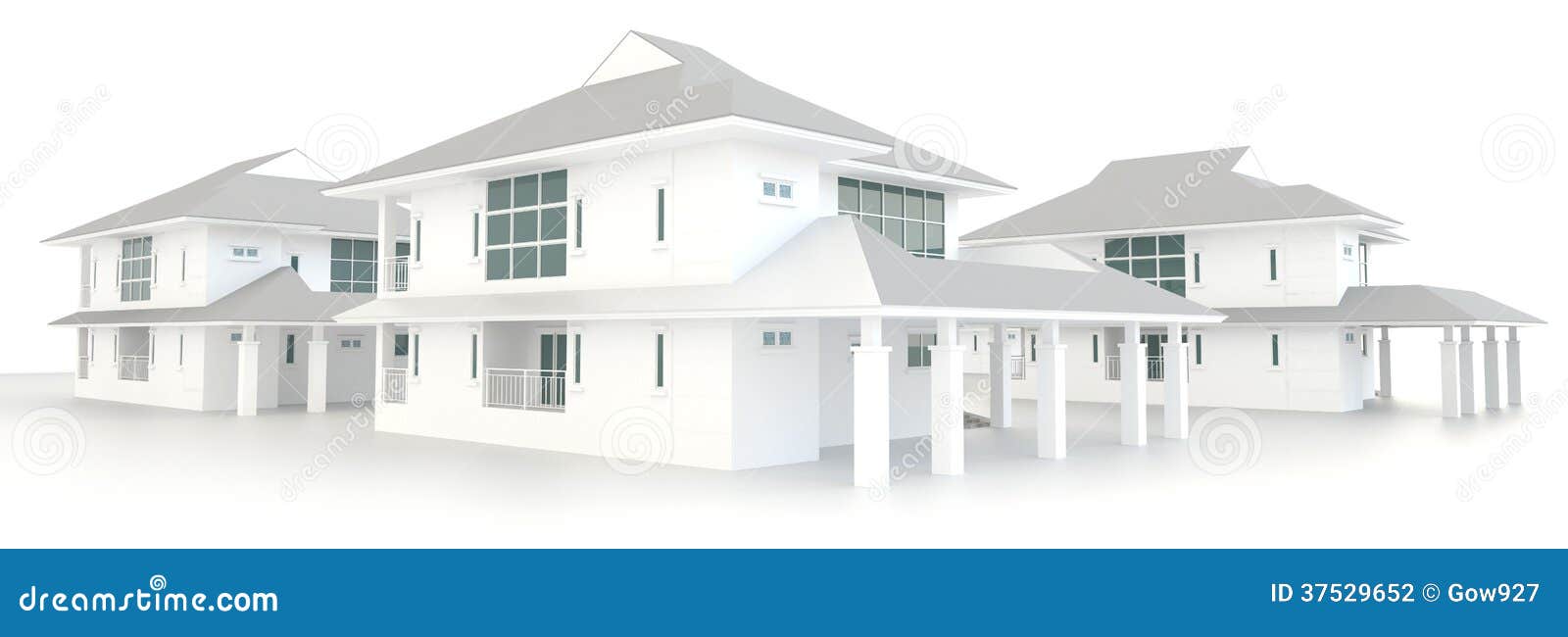 3D Residential Estate Architecture Exterior Design Stock Illustration ...