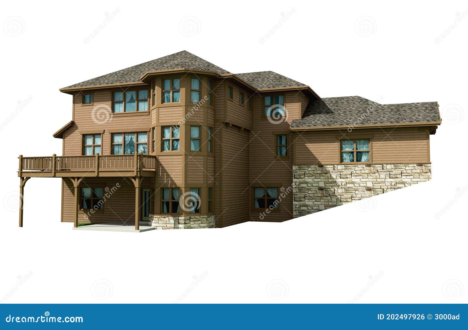 3D Residential House Model stock illustration. Illustration of ...