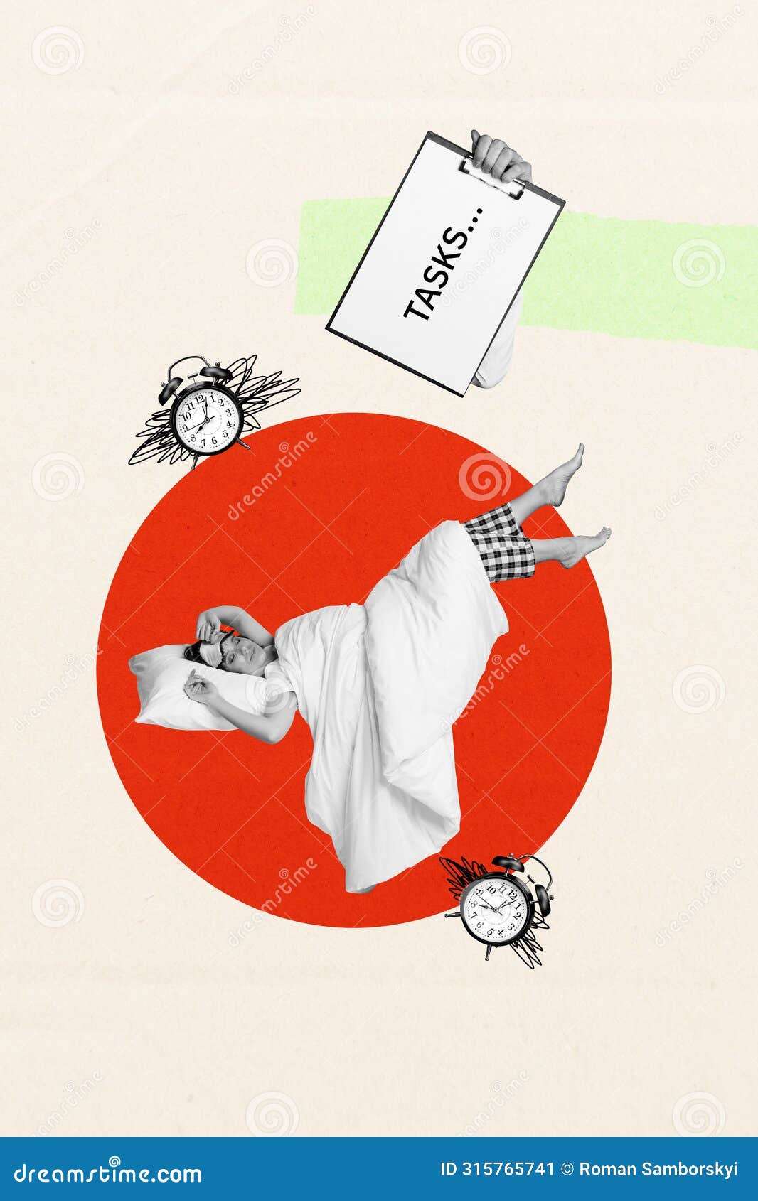 3d Retro Abstract Creative Artwork Template Collage of Lazy Lady ...