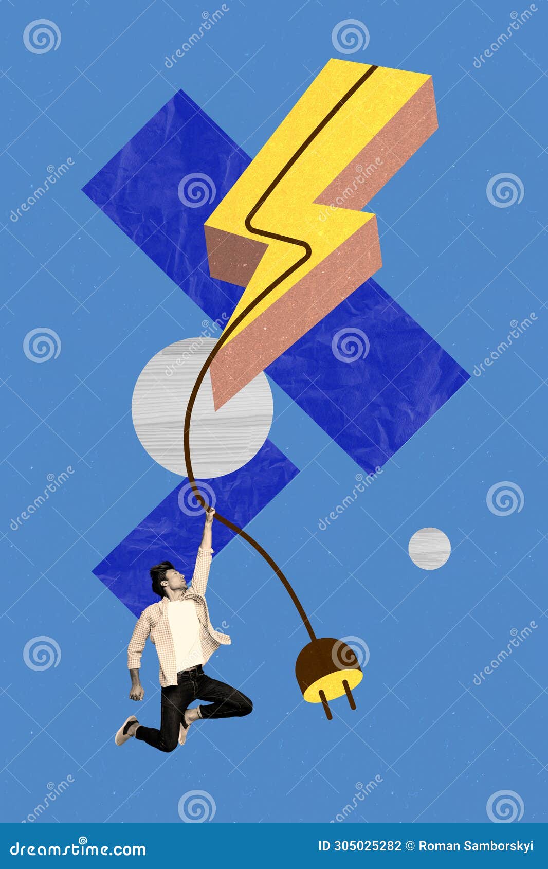 3d Retro Abstract Creative Artwork Template Collage of Plug Socket ...