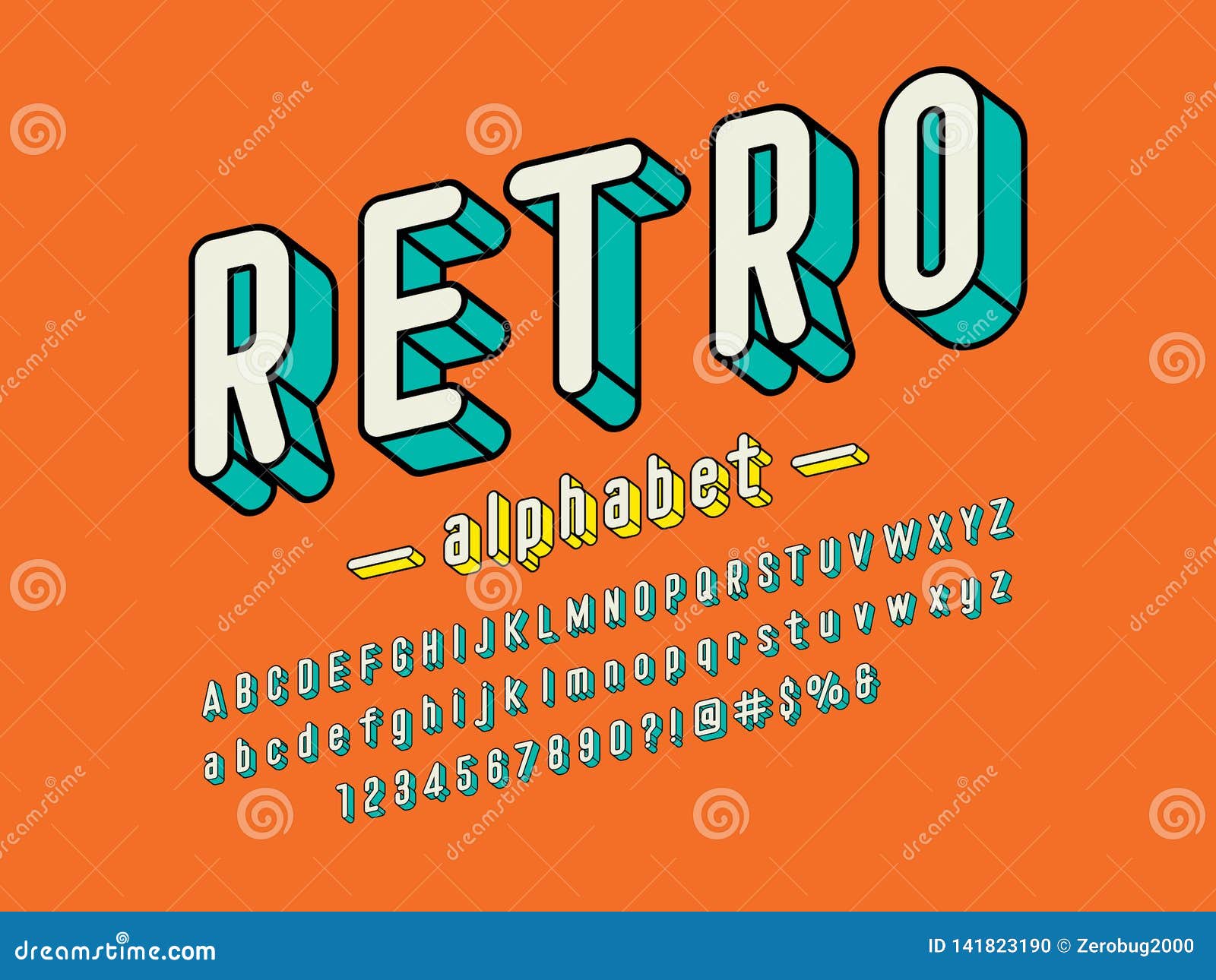 3d retro font stock vector. Illustration of design, color - 141823190