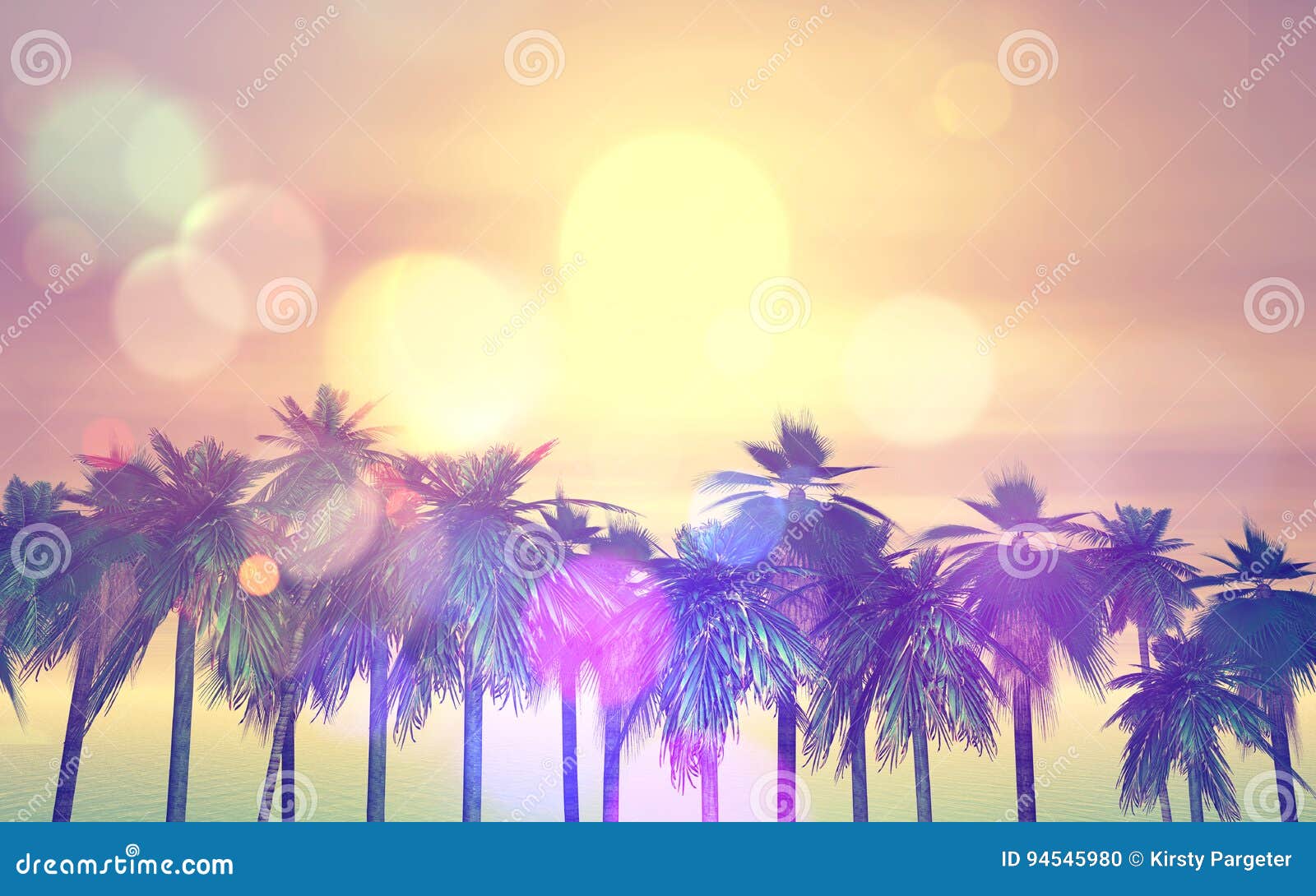 3D Retro Palm Tree Background Stock Illustration - Illustration of tree ...