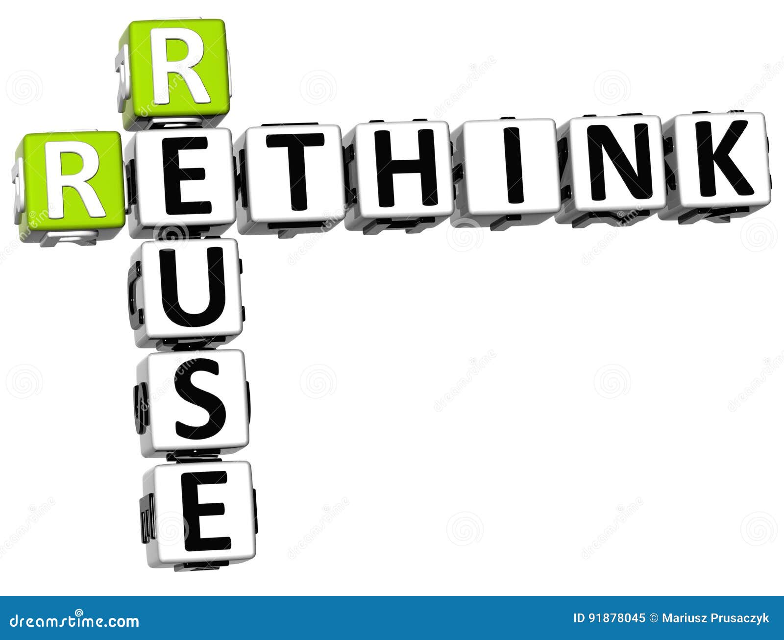 Rethink Reuse Reduce Restore Recycle On Blue Stock Photo ...