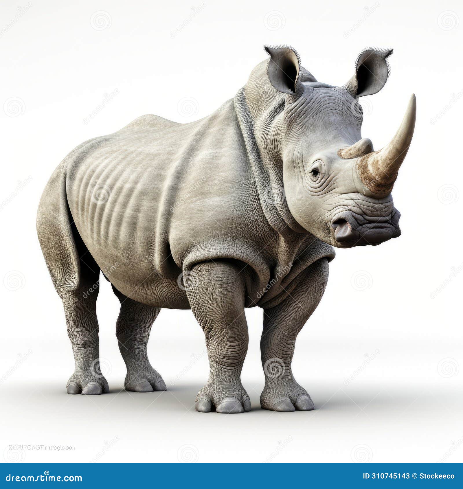 3d Cel Shaded Rhino Model on White Background in Full Body Pose Stock ...