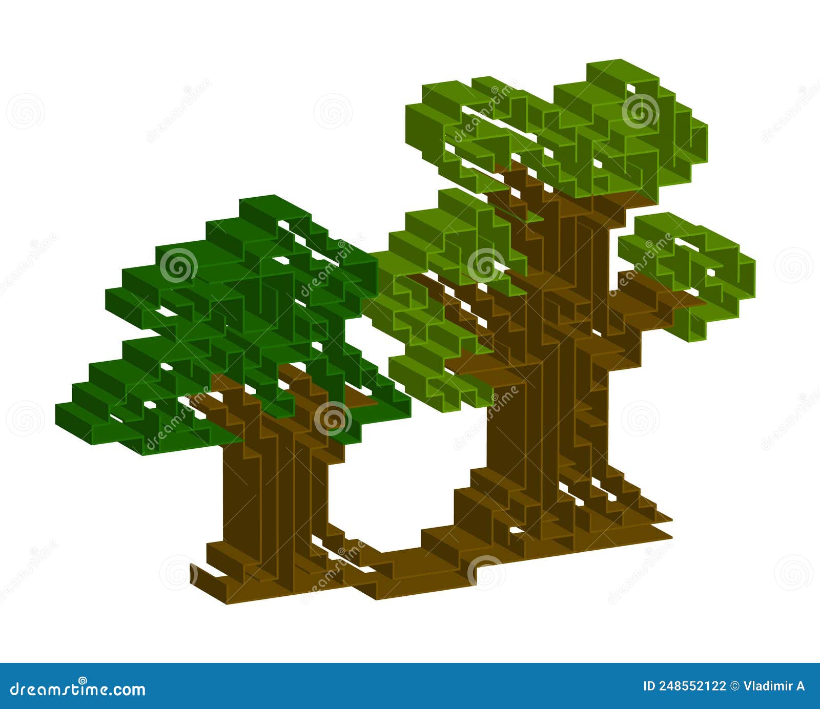 3d Right-angled Trees with Maze Inide. Retro Style Isometric ...