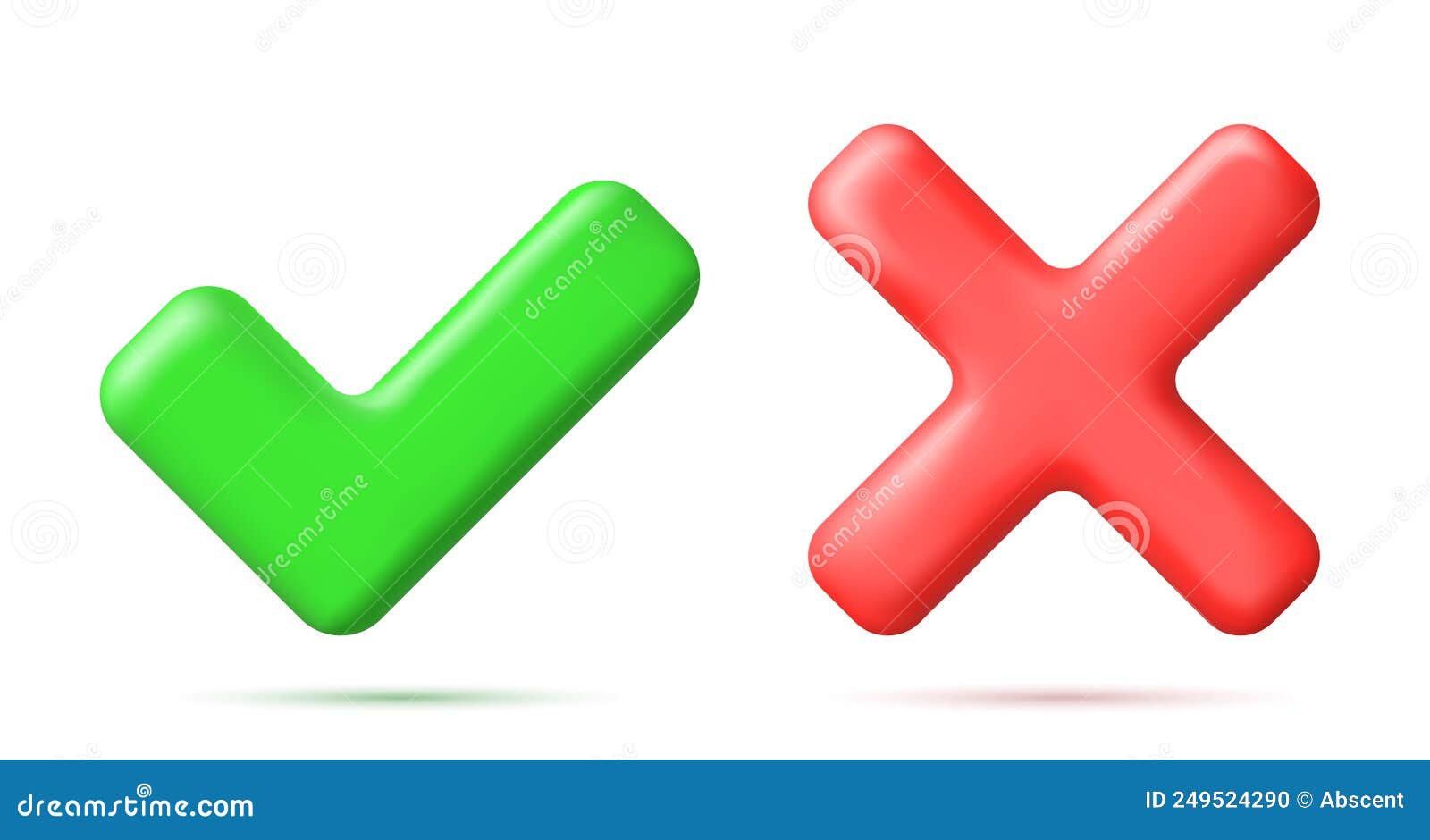 3D Right and Wrong Button Shape. Stock Vector - Illustration of reject ...