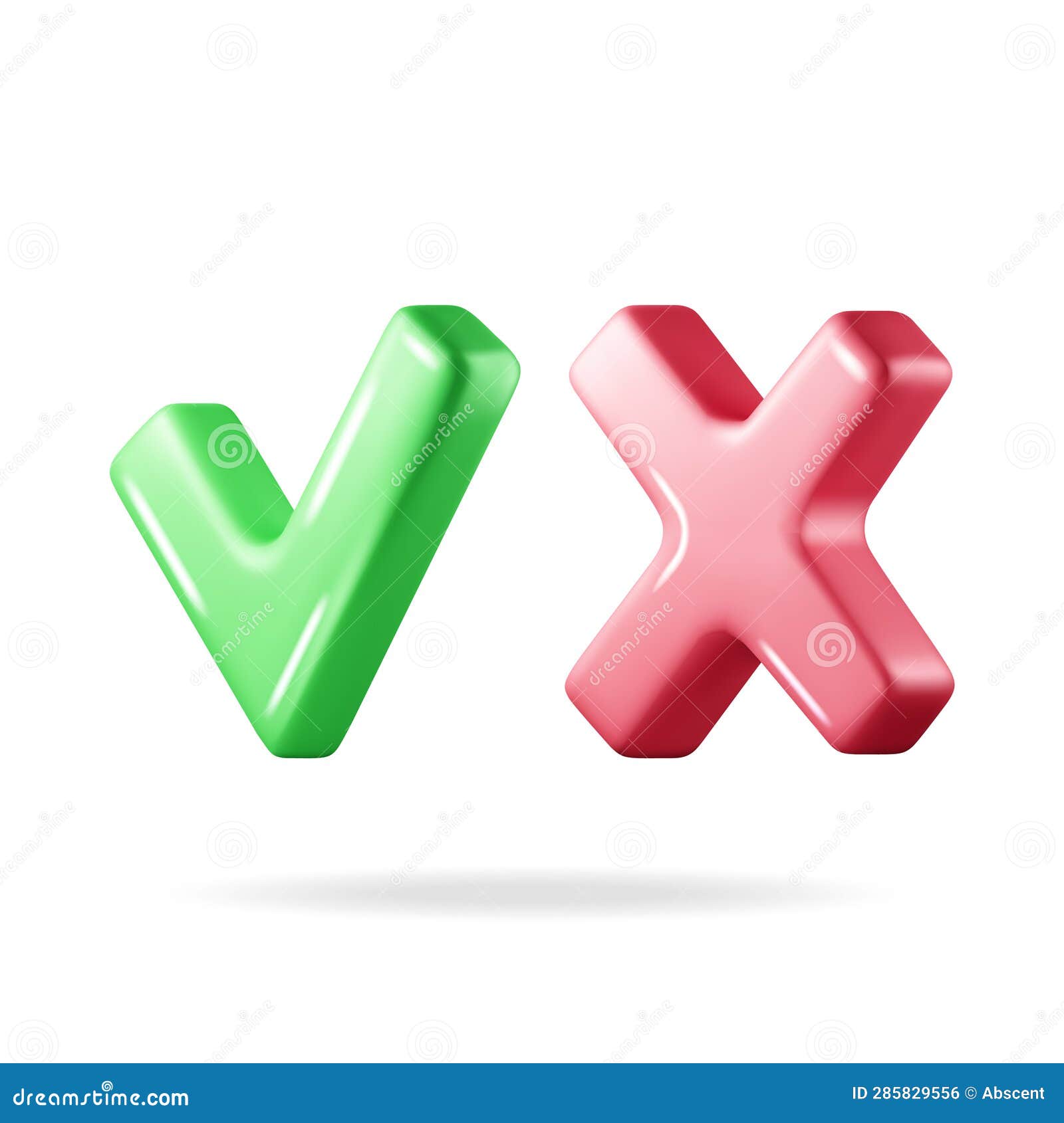3D Right and Wrong Button Shape. Stock Vector - Illustration of mark ...