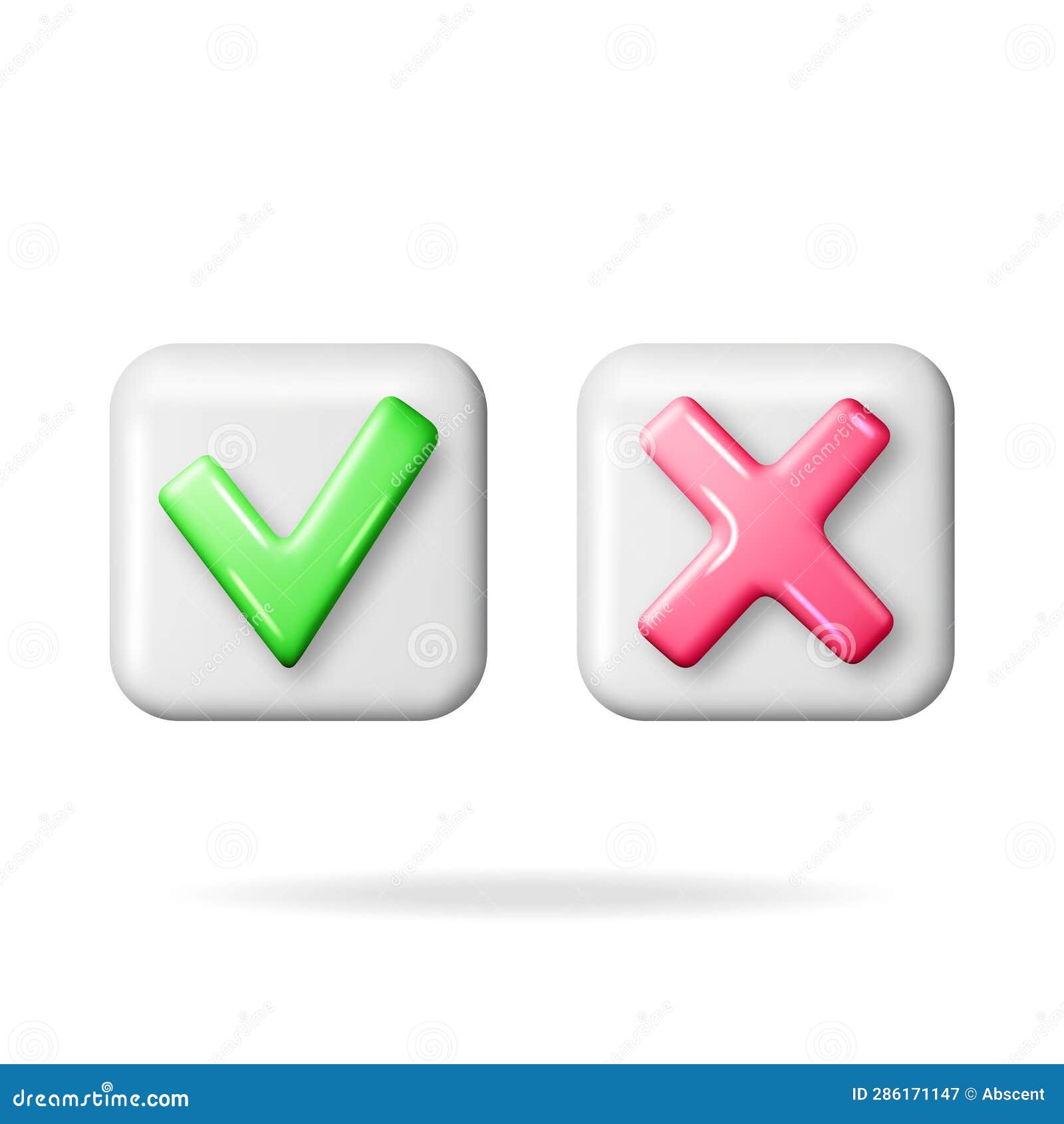 3D Right and Wrong Button Shape. Stock Vector - Illustration of ...