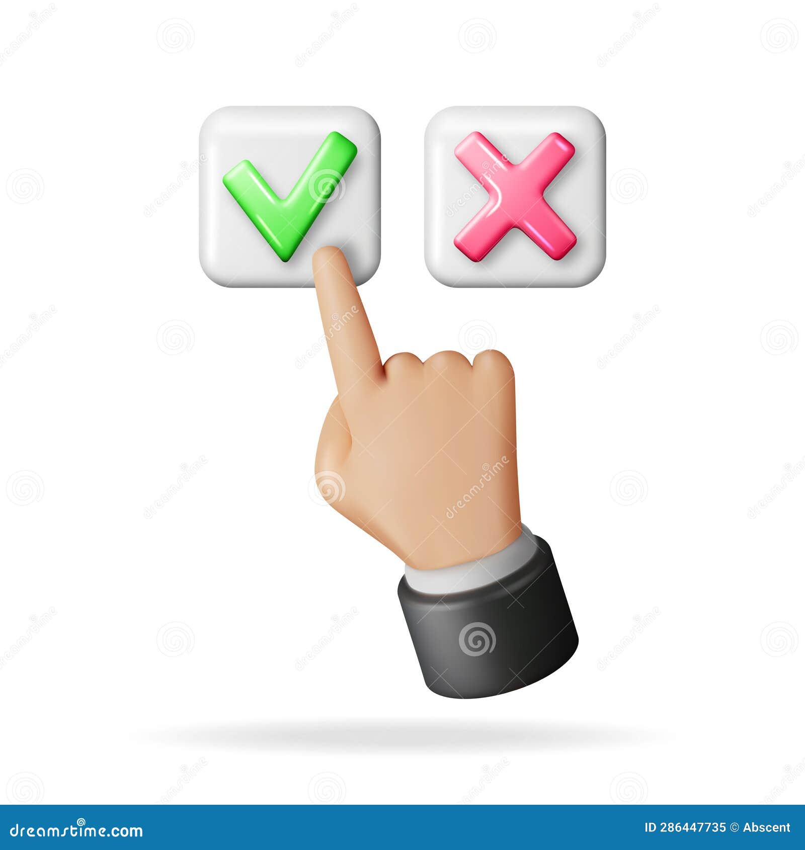 3D Right and Wrong Button Shape and Hand Stock Vector - Illustration of ...