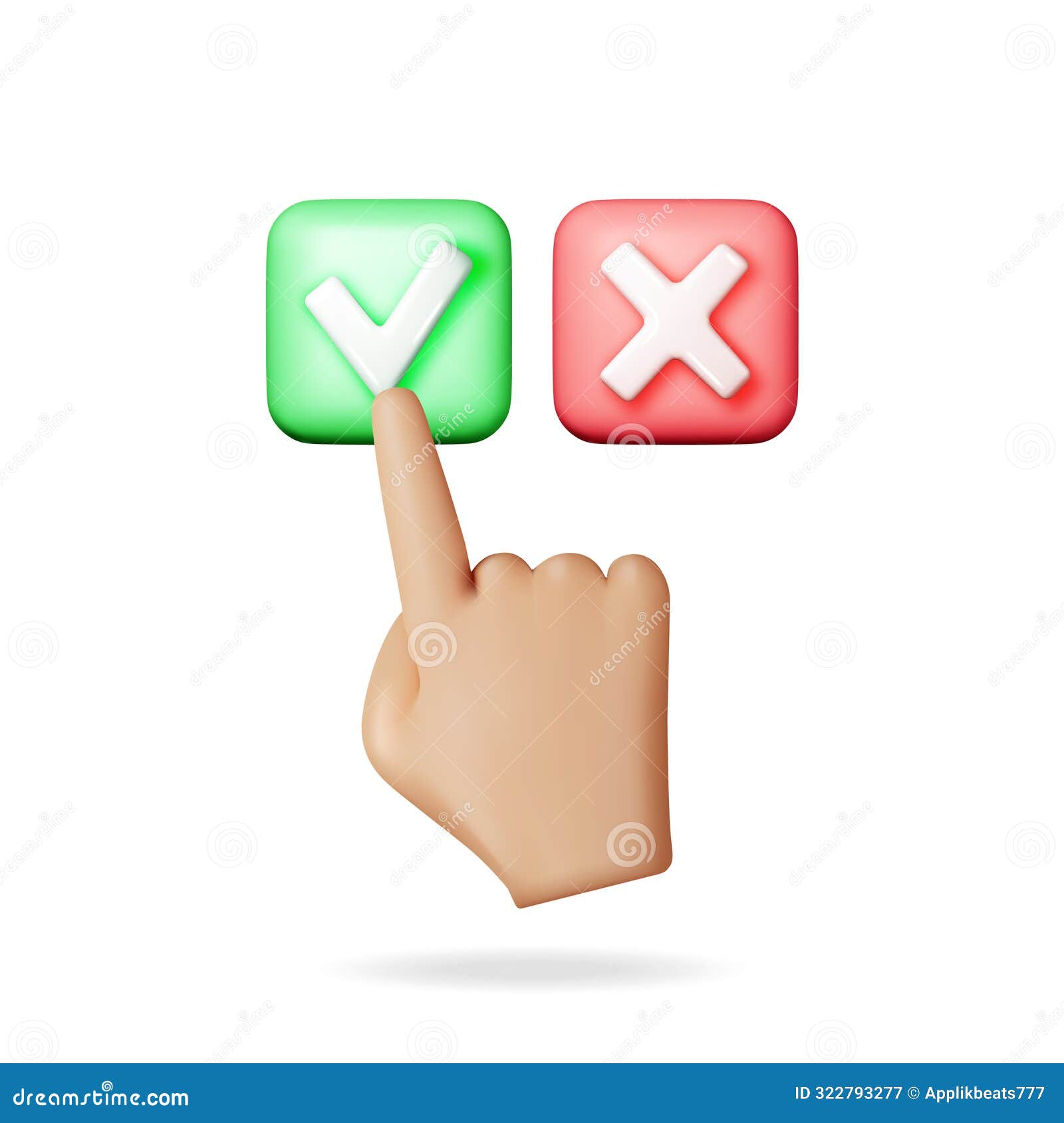 3D Right and Wrong Button Shape and Hand Stock Vector - Illustration of ...