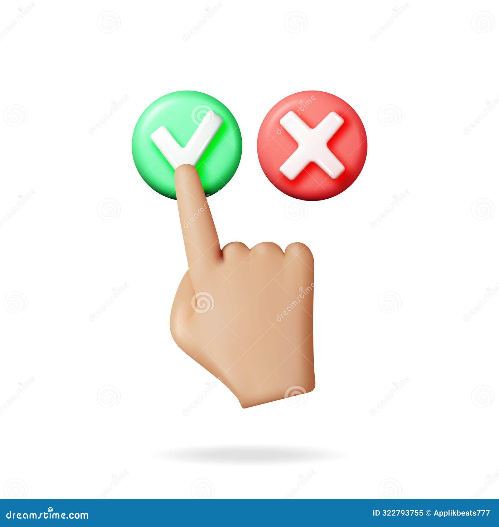 3D Right and Wrong Button Shape and Hand Stock Vector - Illustration of ...