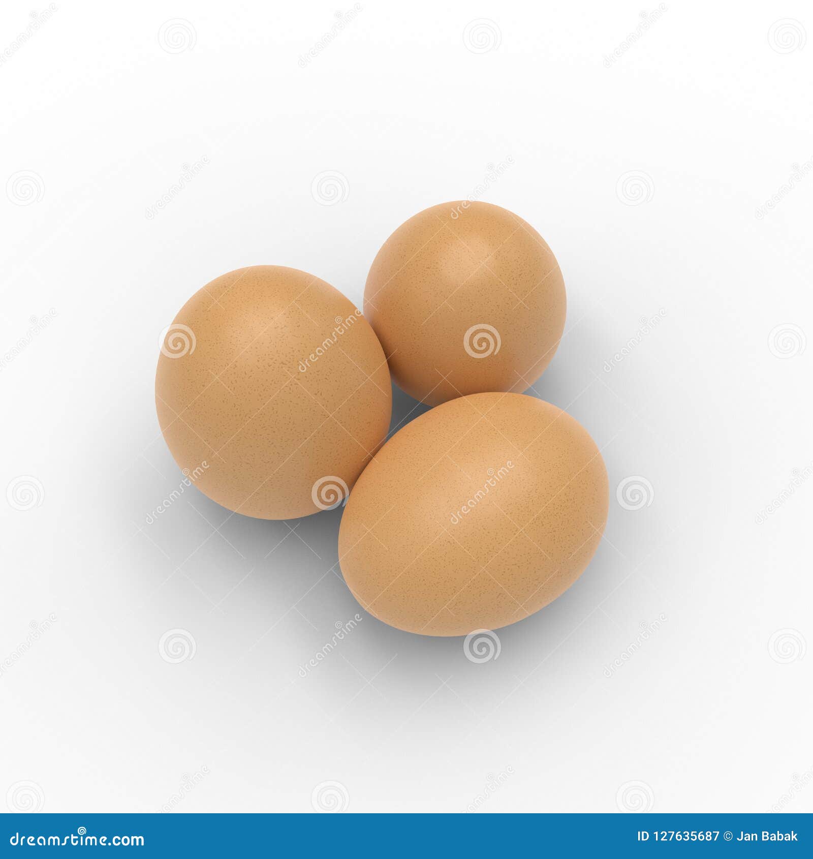 3D Rinden De Tres Huevos Aislados En Blanco Stock de ilustración ...