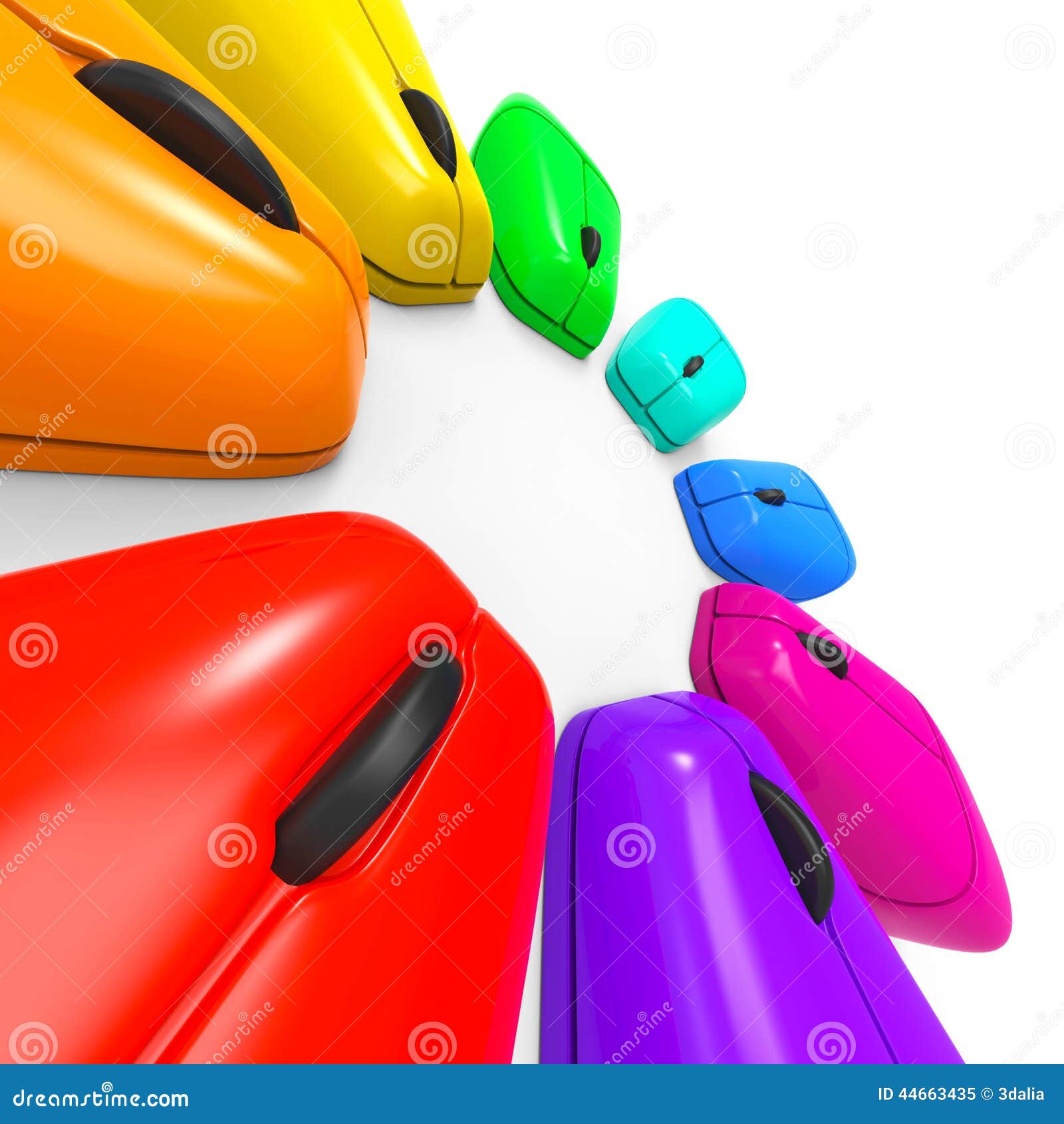 3d Ring of Colored Computer Mice Stock Illustration - Illustration of ...