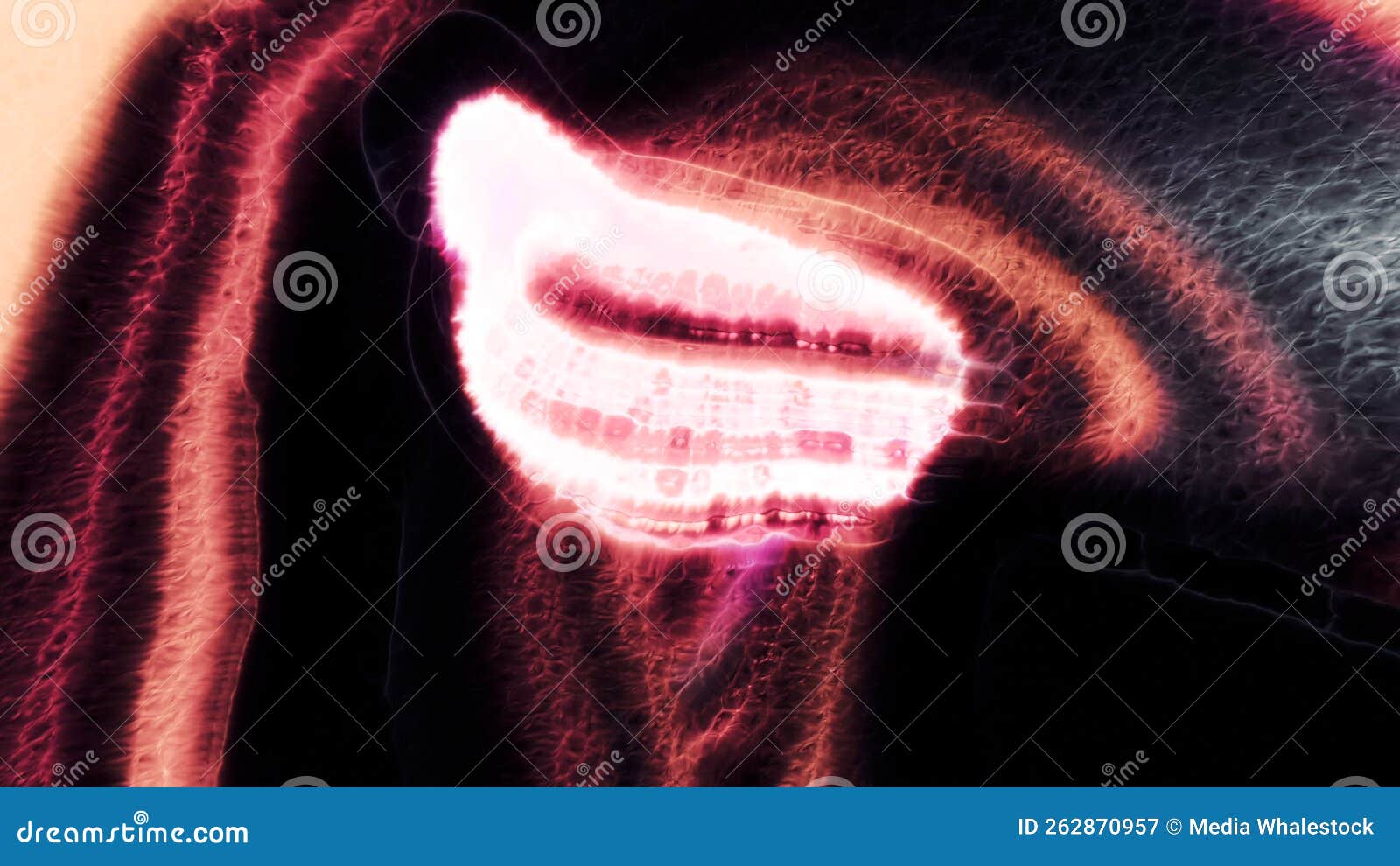 3d Ring Structure with Flashing Lines. Motion. Anomalous Space with ...