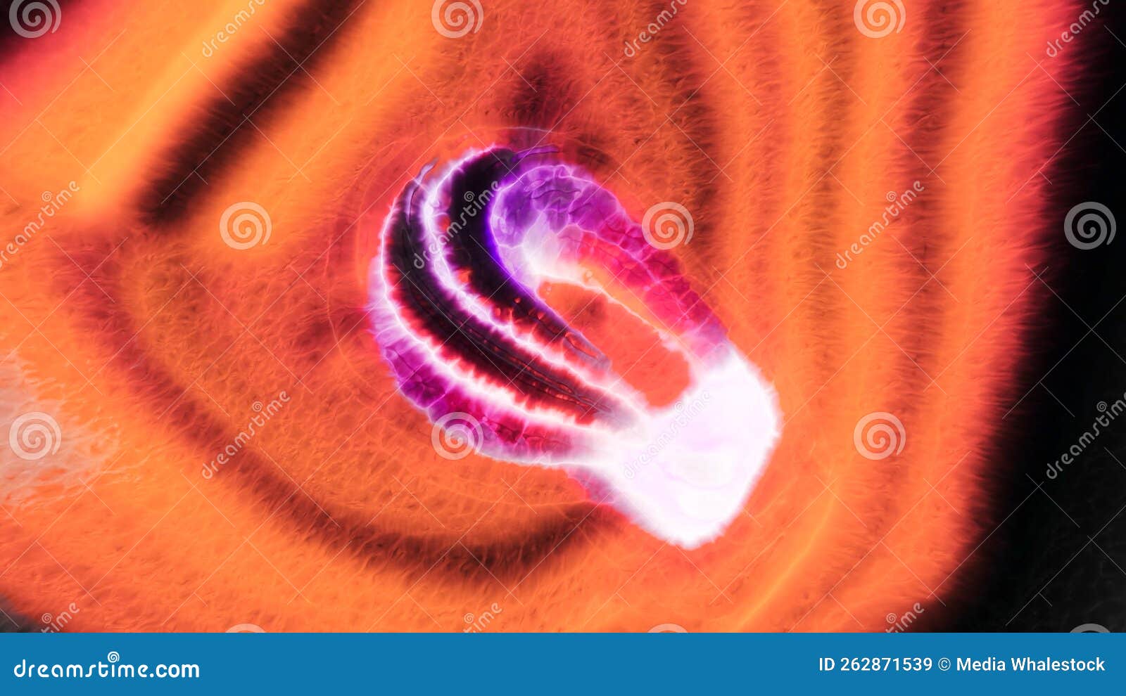 3d Ring Structure with Flashing Lines. Motion. Anomalous Space with ...