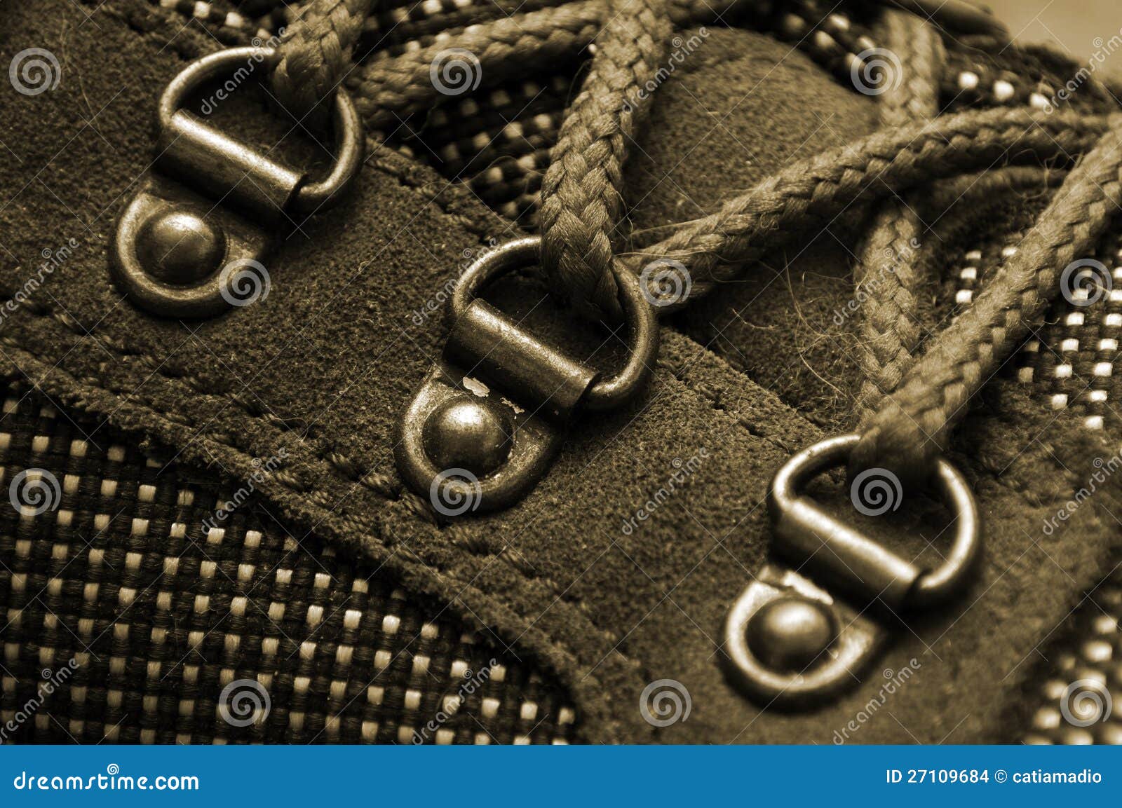 D-rings on trekking boot stock photo. Image of exercise - 27109684