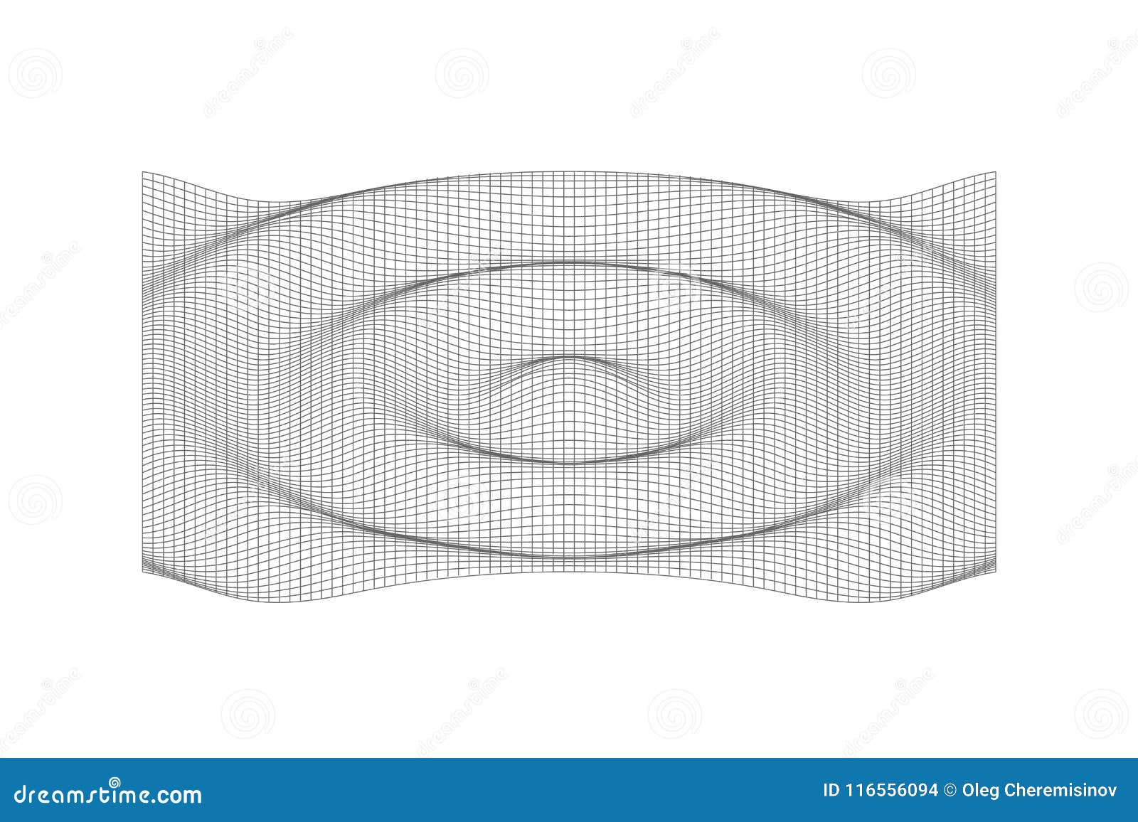 3D Rippled Line Surface. Vector Black Rippled Wavy Background. Stock ...