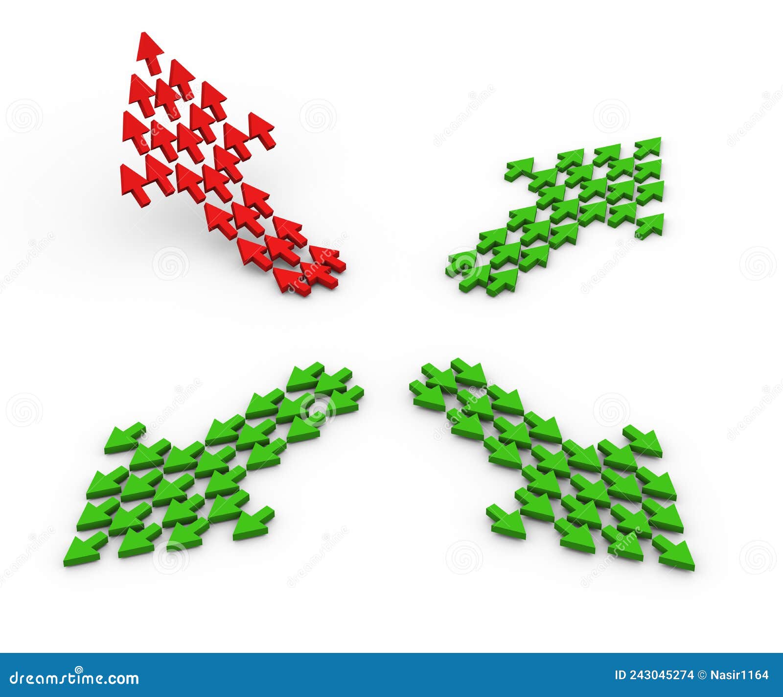 3d Rising Unique Arrows Groups Stock Illustration - Illustration of ...
