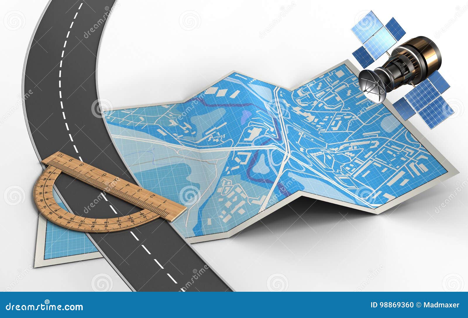 3d road stock illustration. Illustration of communication - 98869360