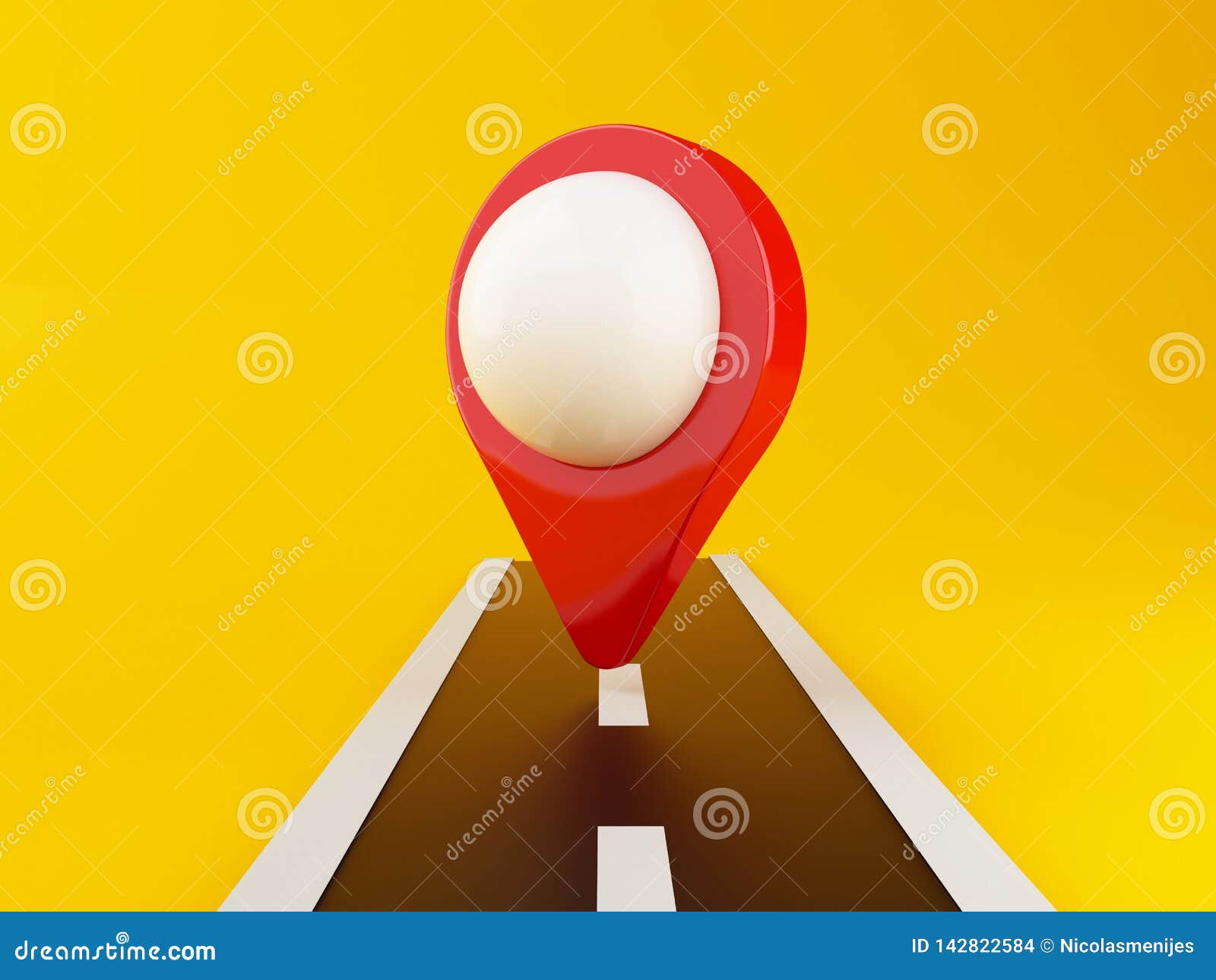 3d Road with map pointer stock illustration. Illustration of icon ...