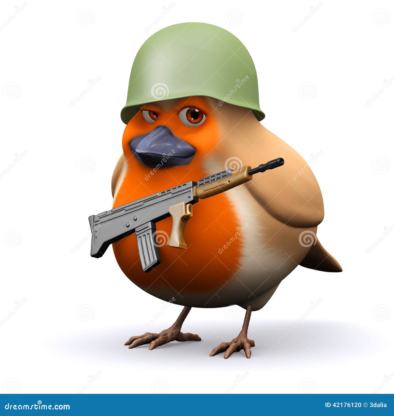 3d Robin Has Joined the Army Stock Illustration - Illustration of bird ...