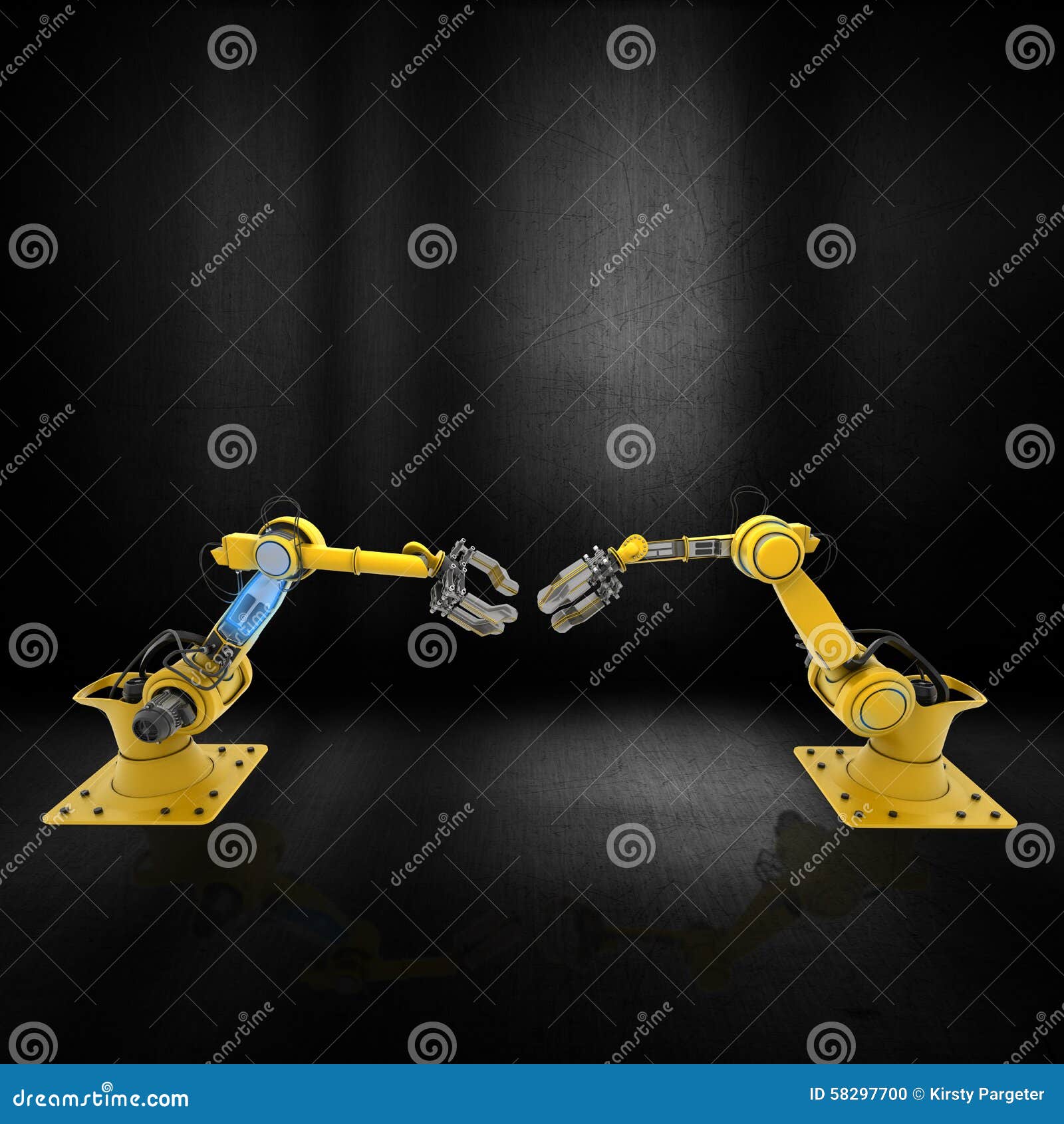 3D Robot Arms On A Grunge Metallic Background Stock Illustration ...