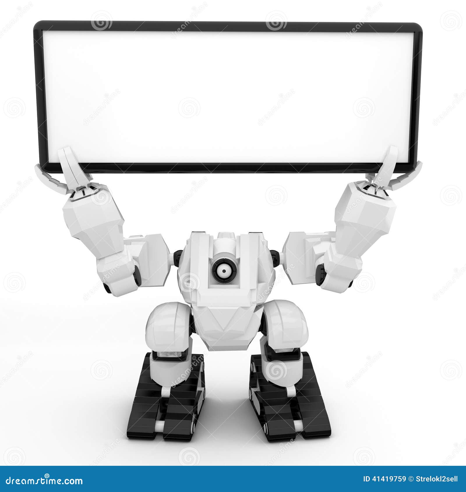 3D Robot with billboard stock illustration. Illustration of fantasy ...