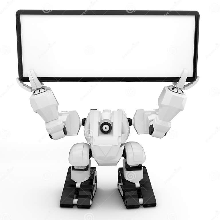 3D Robot with billboard stock illustration. Illustration of fantasy ...
