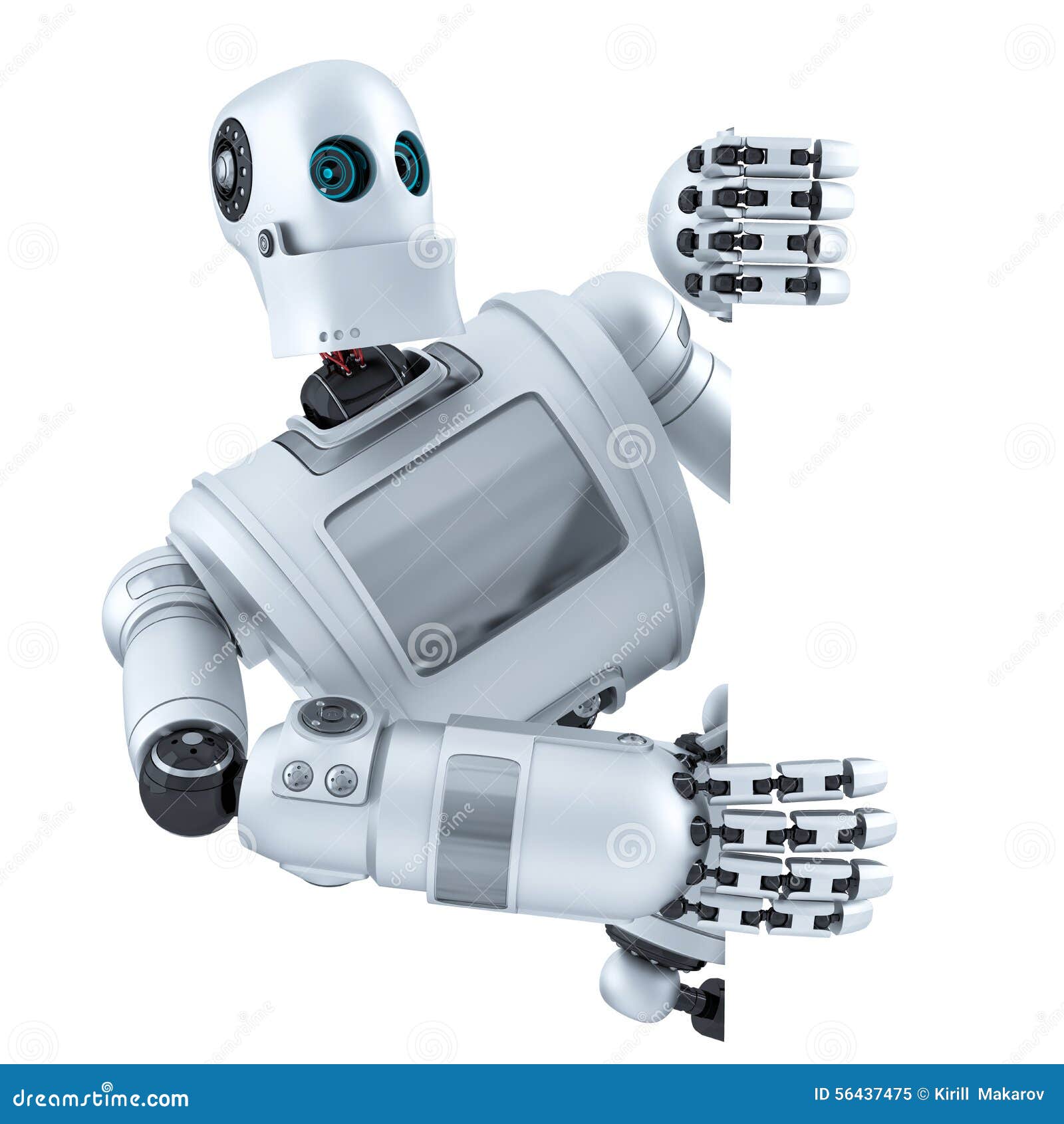 3d Robot with Blank Banner. . Contains Clipping Path Stock Illustration ...
