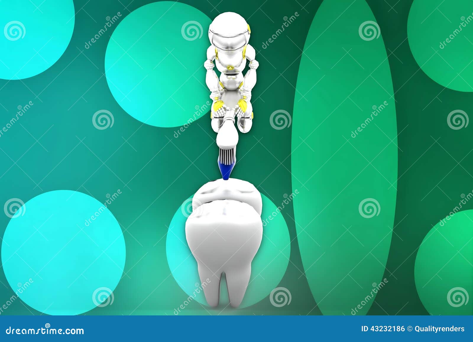 3d Robot Brush Teeth Illustration Stock Illustration - Illustration of ...